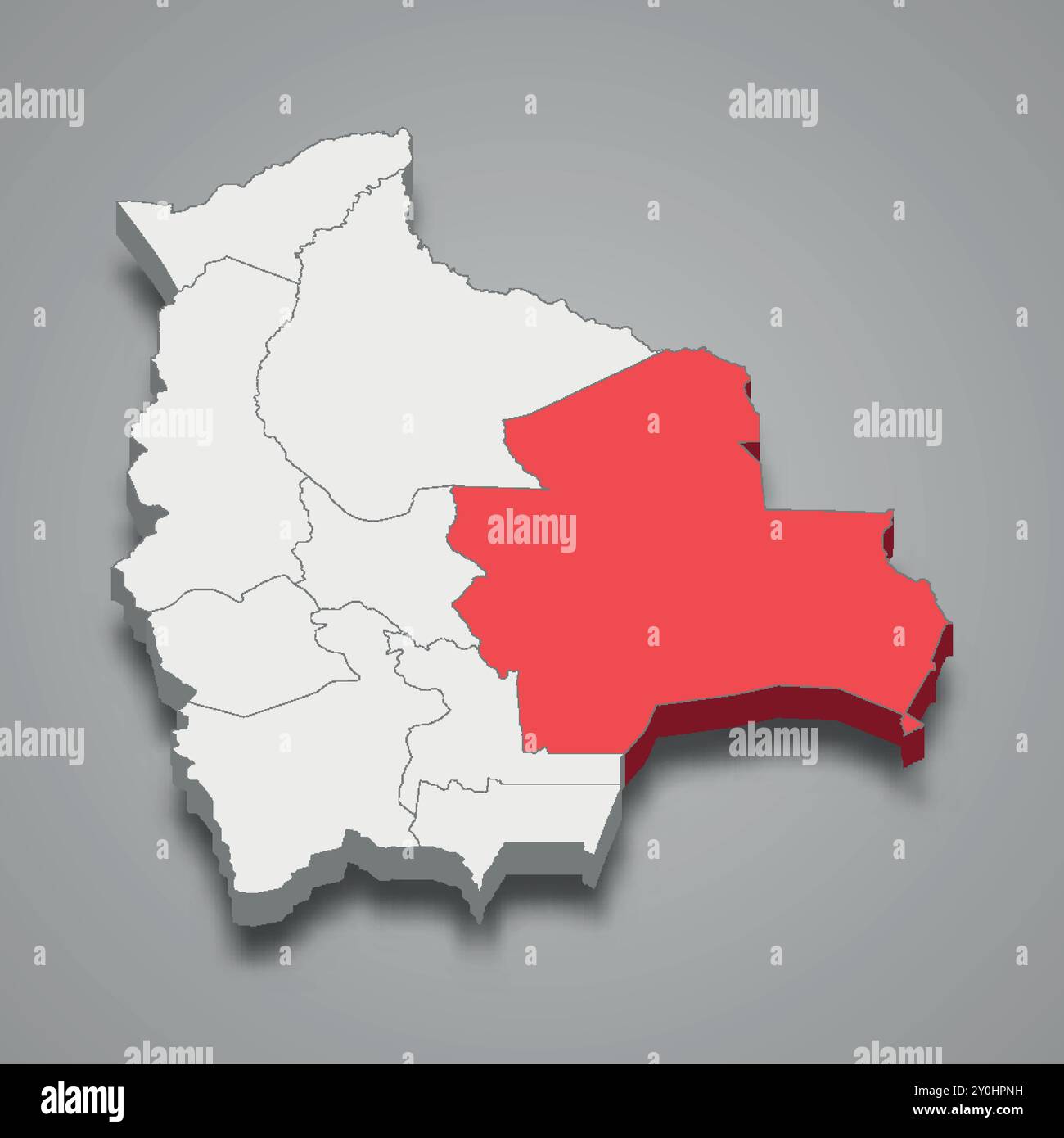 Santa Cruz department location within Bolivia 3d isometric map Stock ...
