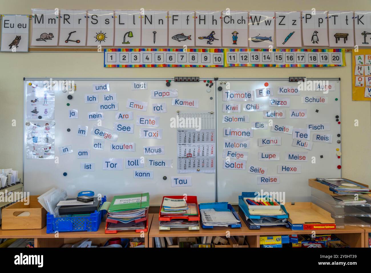 Classroom of a fourth grade, after school, the building is older but in ...