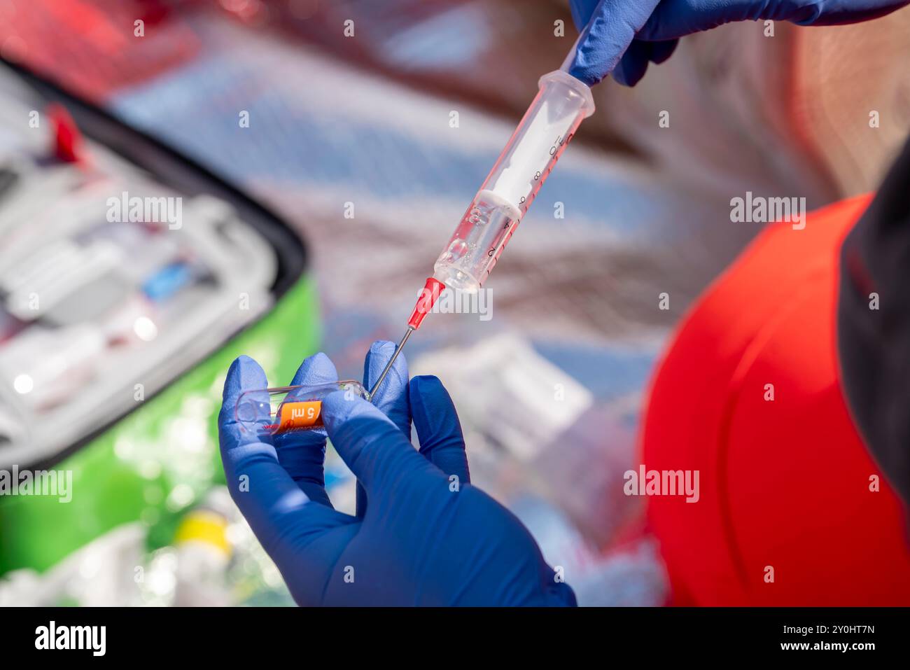 Emergency medicine, emergency doctor on duty at the scene of an ...