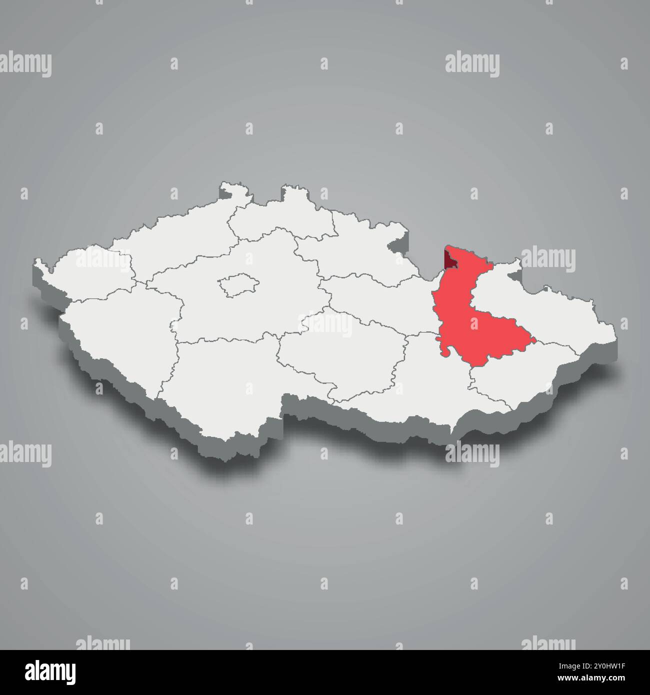 Olomouc region location within Czech Republic 3d isometric map Stock ...