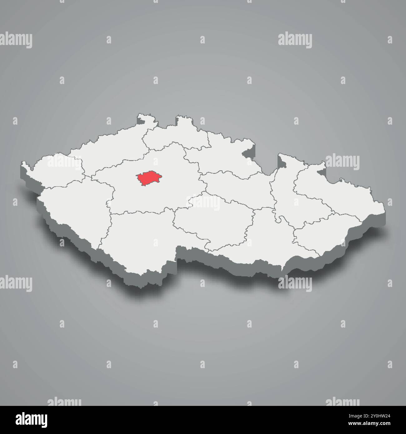 Prague region location within Czech Republic 3d isometric map Stock ...
