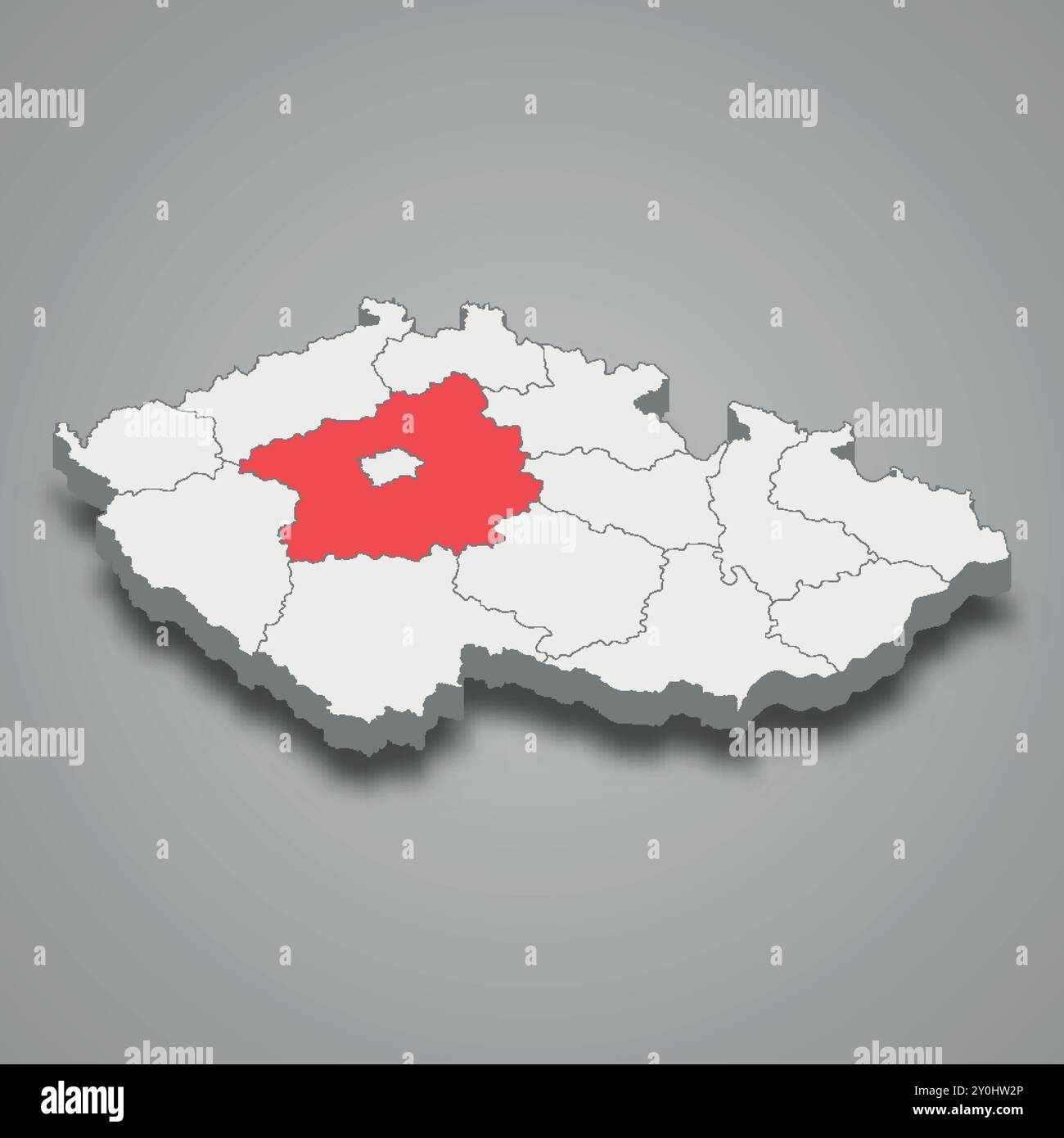 Central Bohemia region location within Czech Republic 3d isometric map ...