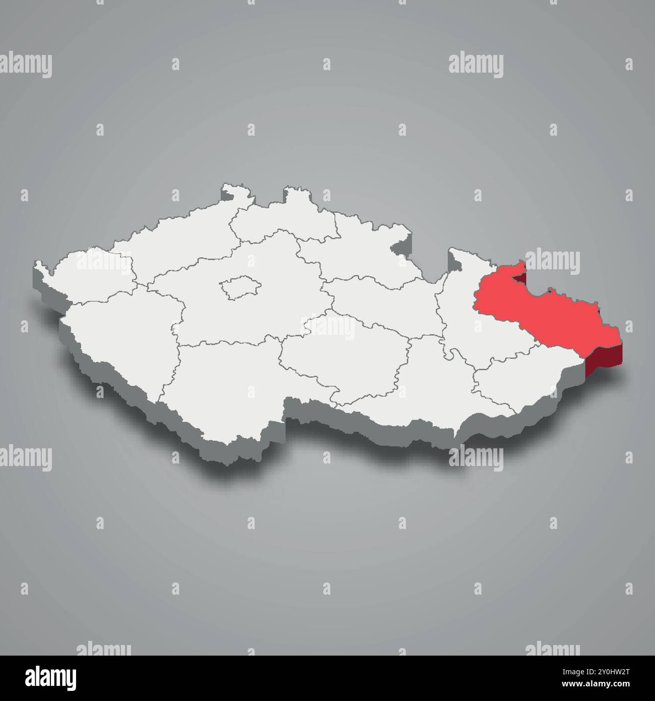 Moravia-Silesia region location within Czech Republic 3d isometric map ...