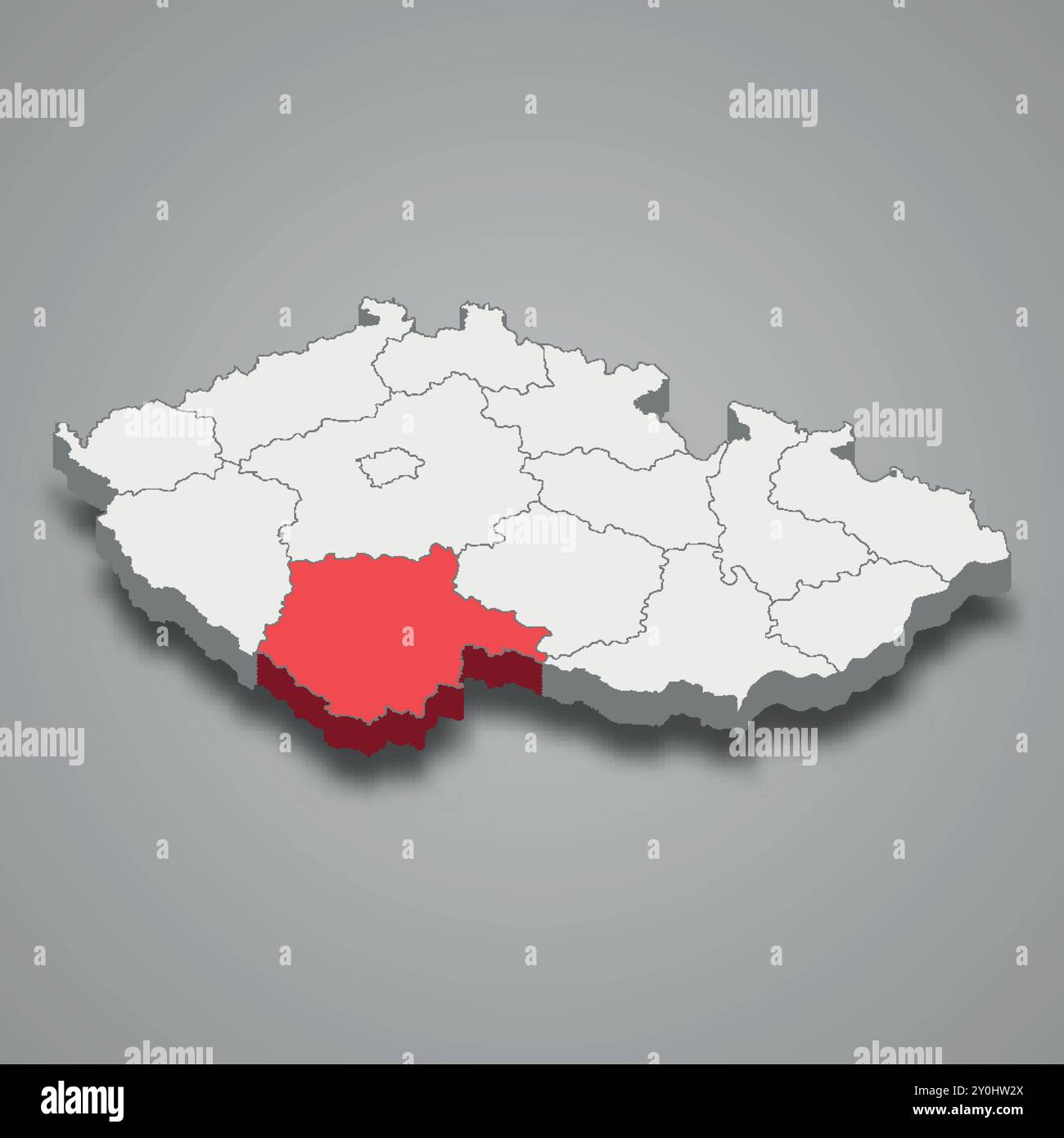 South Bohemia region location within Czech Republic 3d isometric map ...