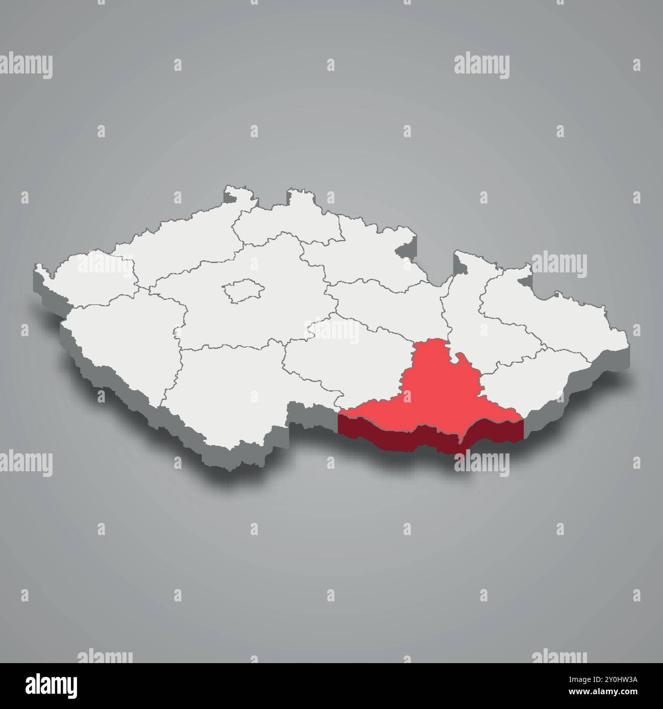 South Moravia region location within Czech Republic 3d isometric map ...