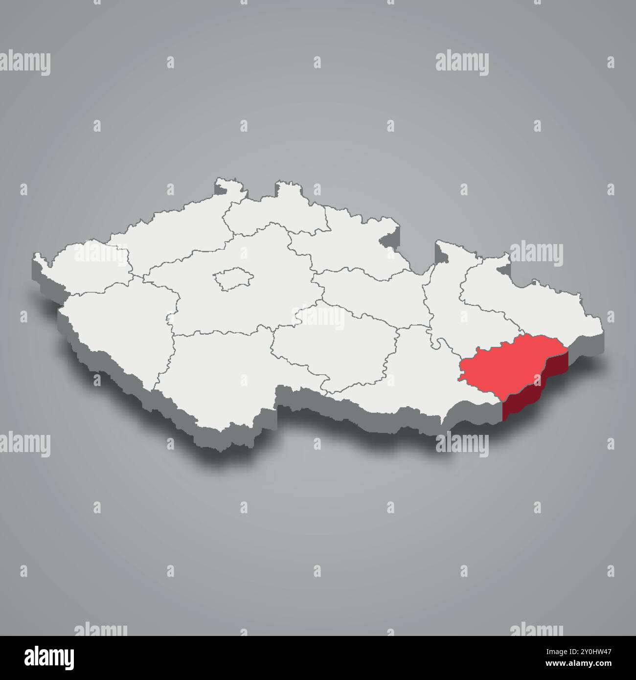 Zlin region location within Czech Republic 3d isometric map Stock ...
