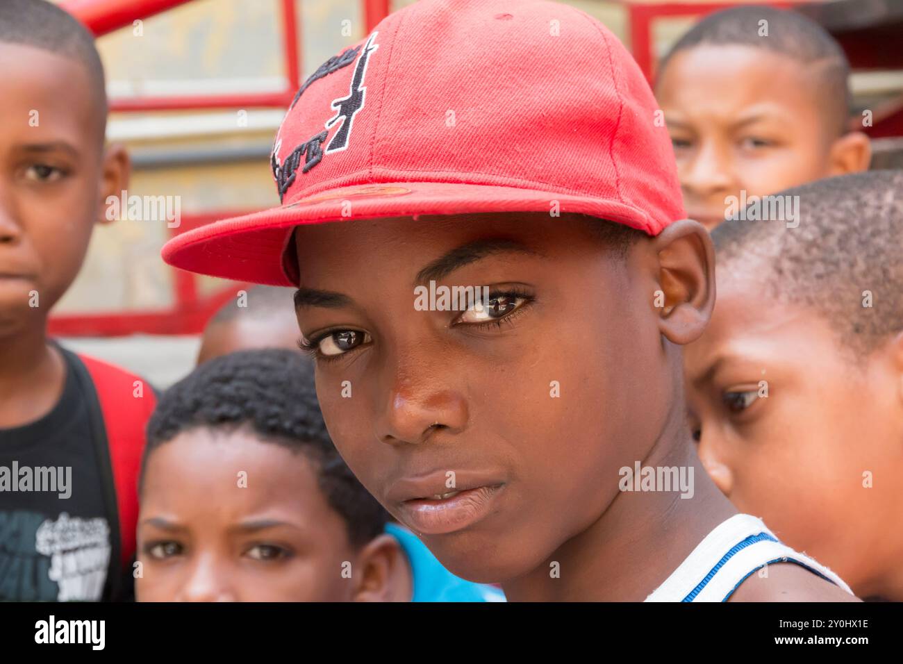 Cuba, Havana. Rafael Trejo Boxing Gym. Young adult boxers practice ...