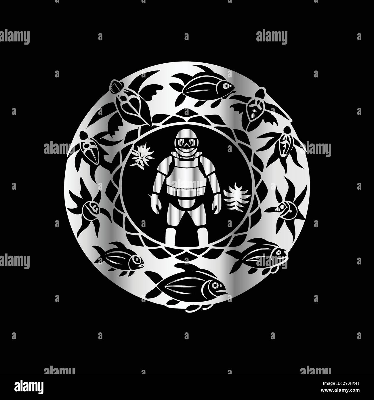 Scuba diving logo. Scuba diving emblem. Vector illustration. under ...