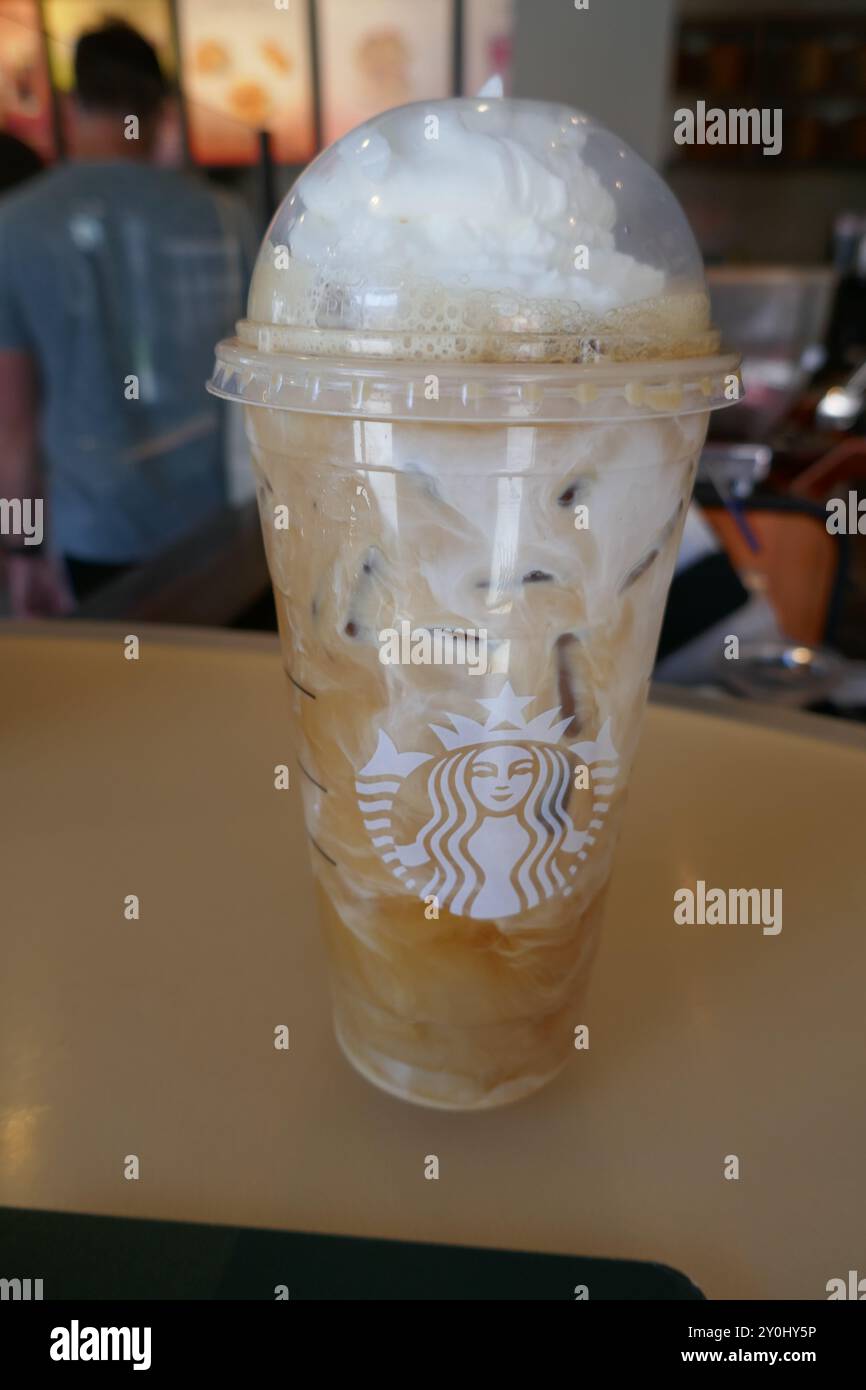 Los Angeles, California, USA 31st August 2024 Starbucks Iced Coffee on ...