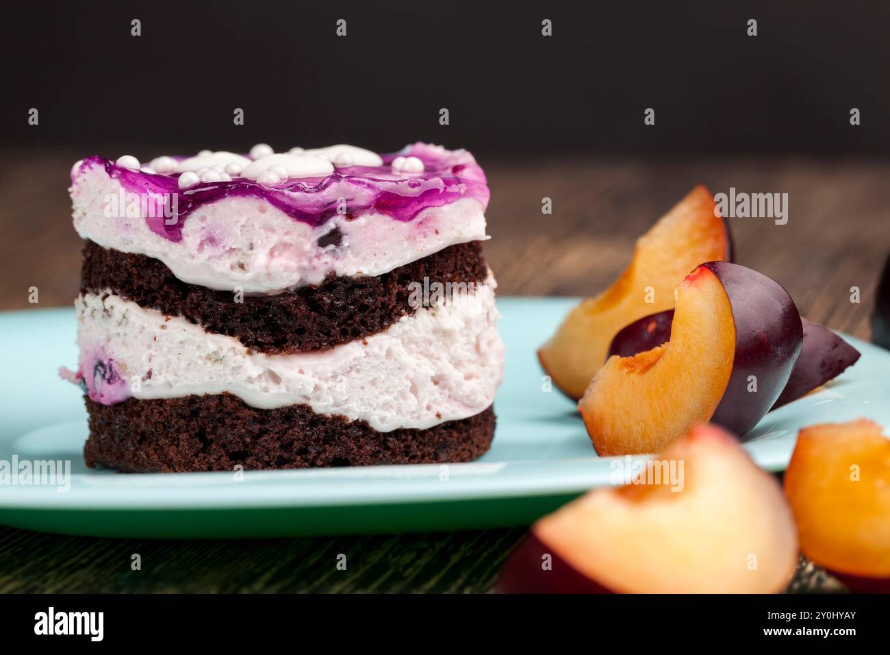 Delicious puff pastry with chocolate biscuits and berry flavor ...