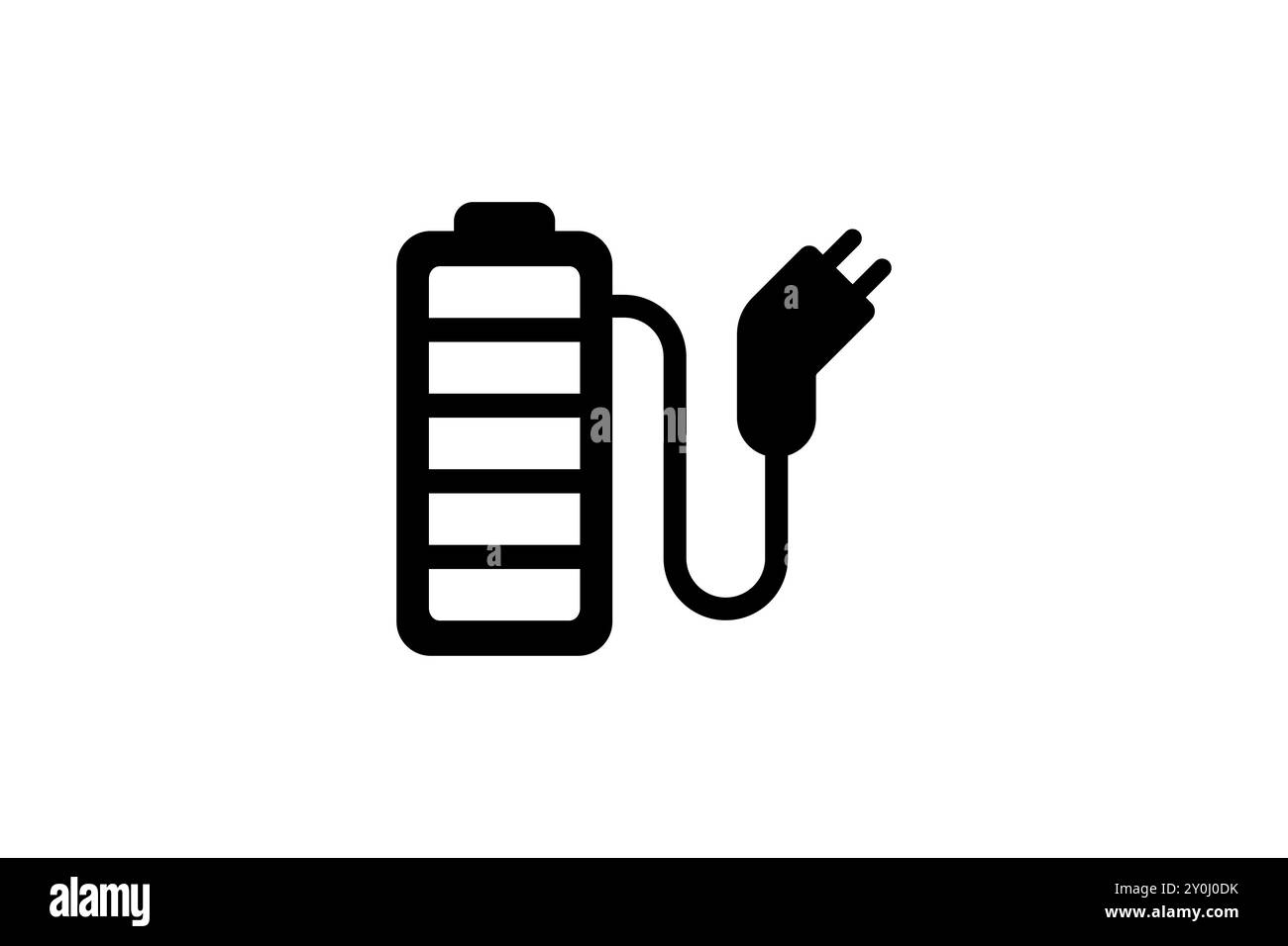 Rechargeable battery with cord and electric charging connector icon ...