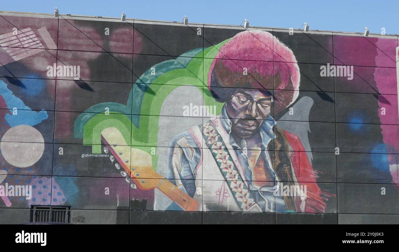 Los Angeles, California, USA 31st August 2024 Jimi Hendrix Art Mural at ...