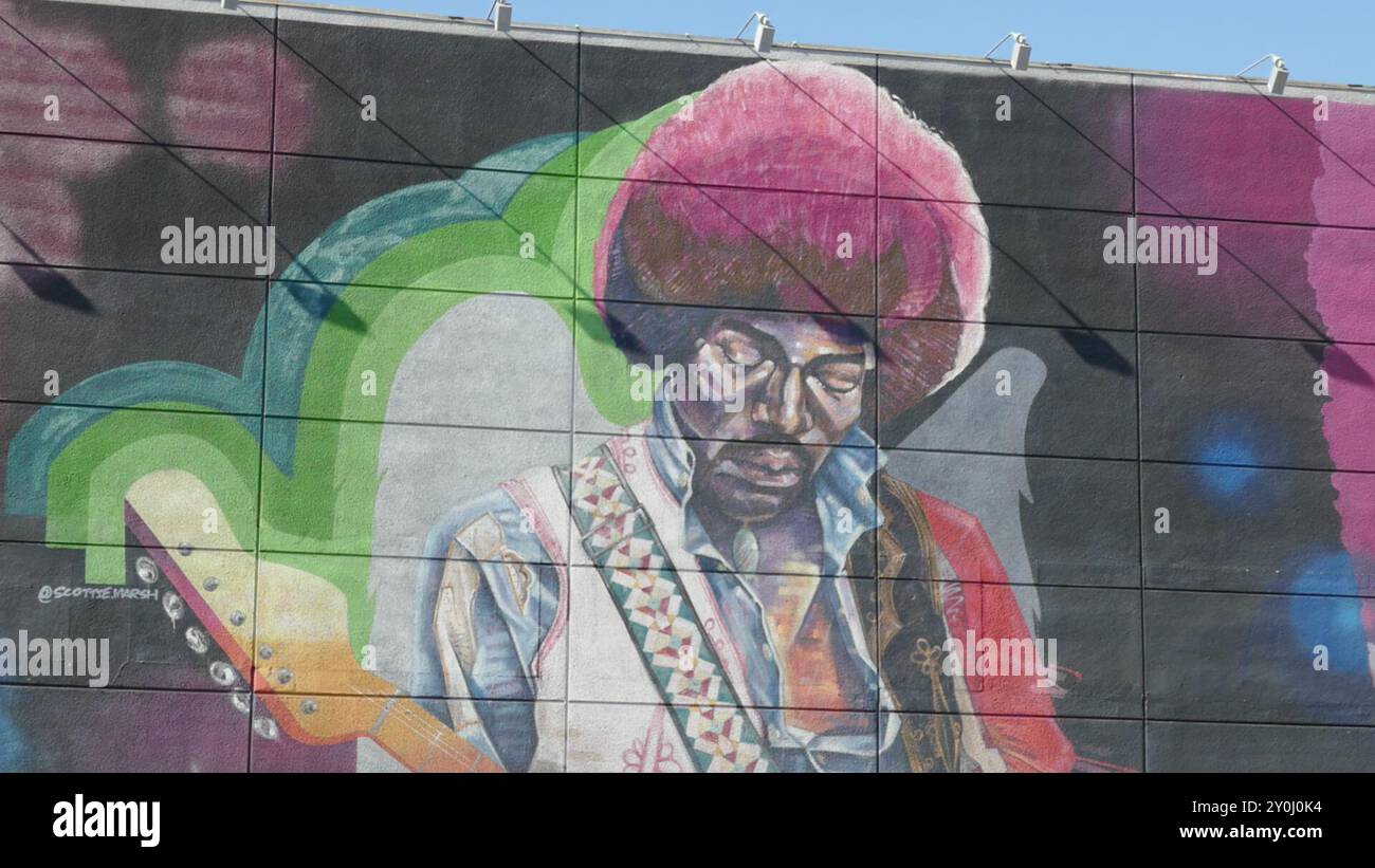 Los Angeles, California, USA 31st August 2024 Jimi Hendrix Art Mural at ...