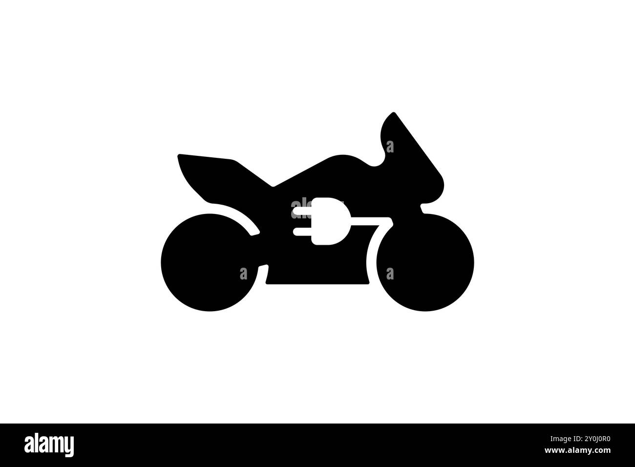Electric sportbike icon. Green energy electrical motorcycle and plug ...