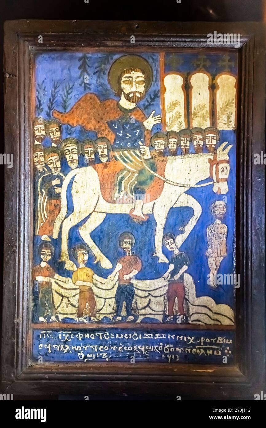 Coptic Museum, ancient painting of "Christ entering Jerusalem", coptic ...