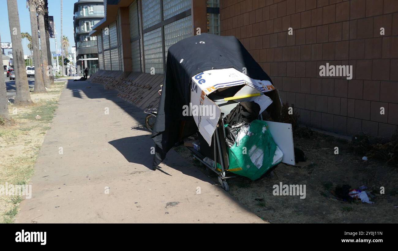 Los Angeles, California, USA 31st August 2024 Homeless Camp on Sunset ...