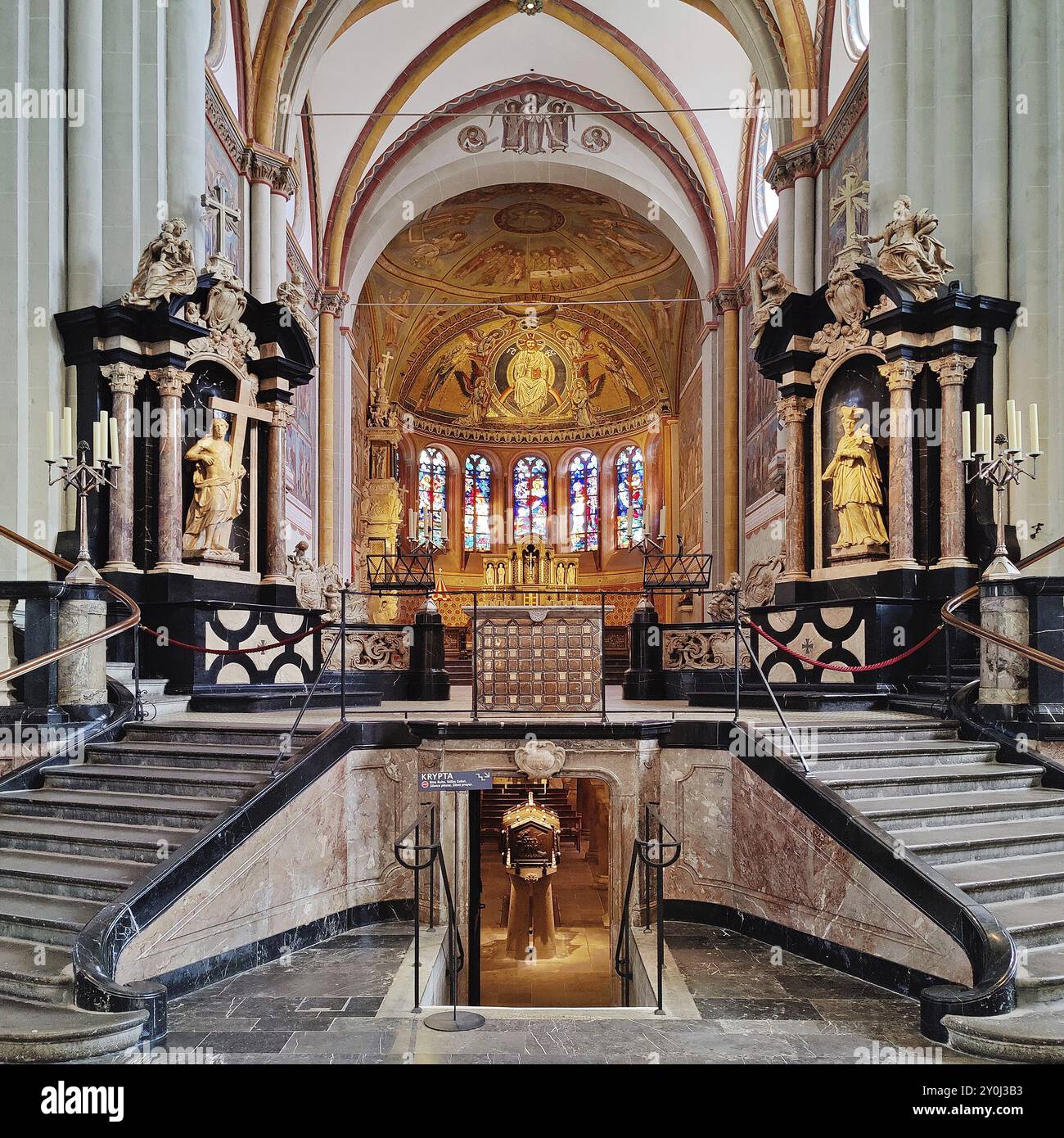 Interior view of Bonn Minster, nave with view of the east apse and ...