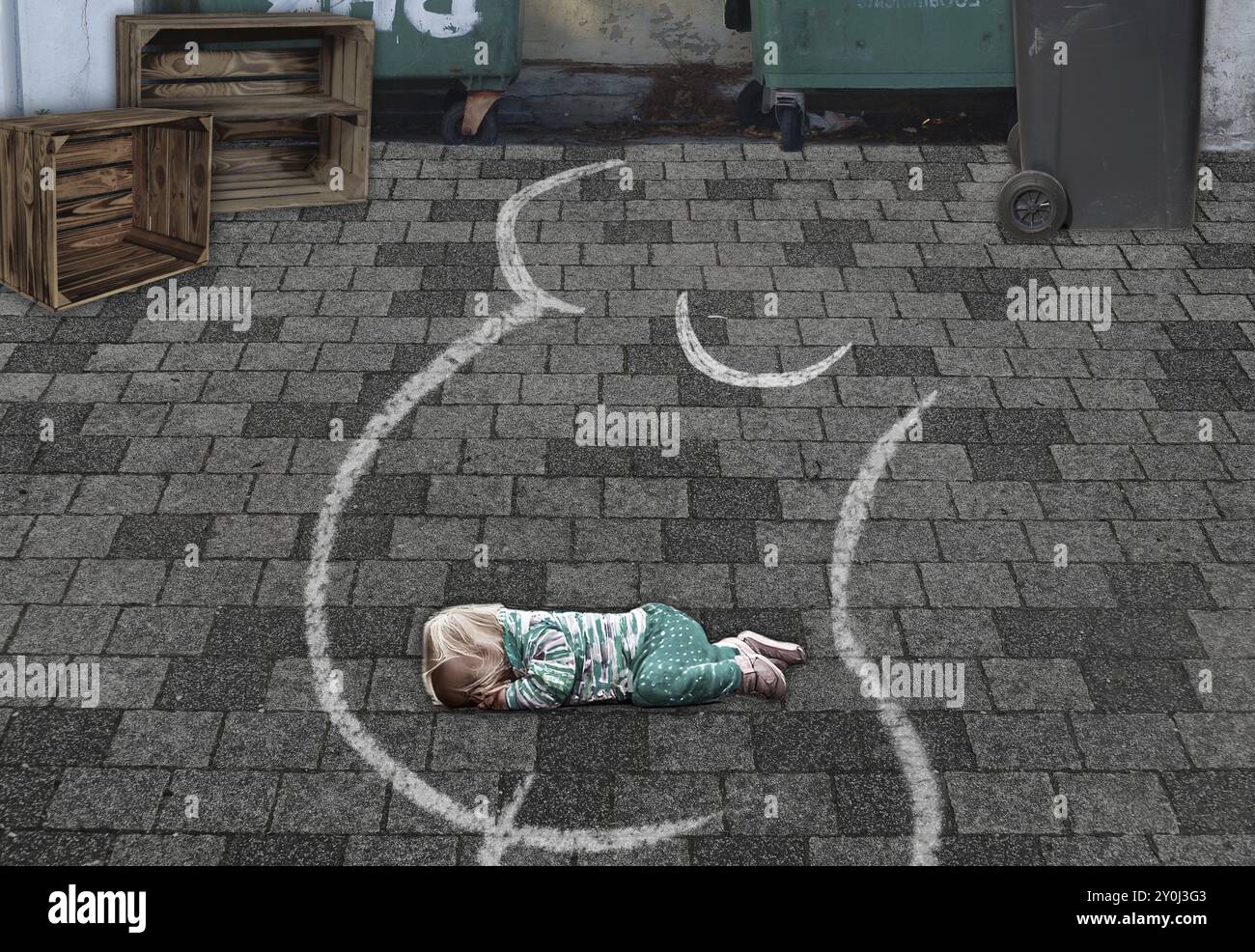 Street child, symbol of poverty, homelessness of children, photomontage ...