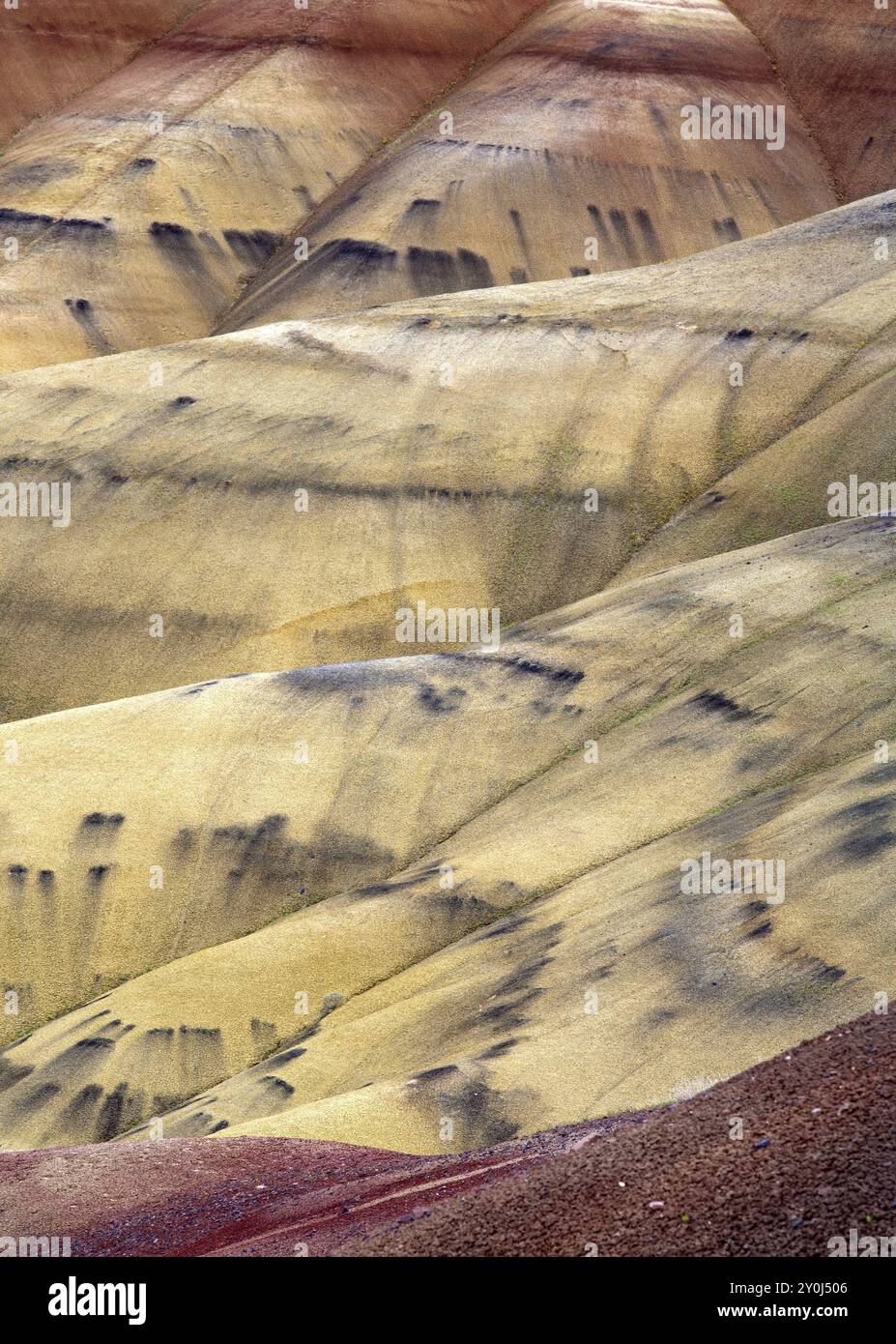 The geologic patterns and colors of the Painted Hills in Oregon Stock ...