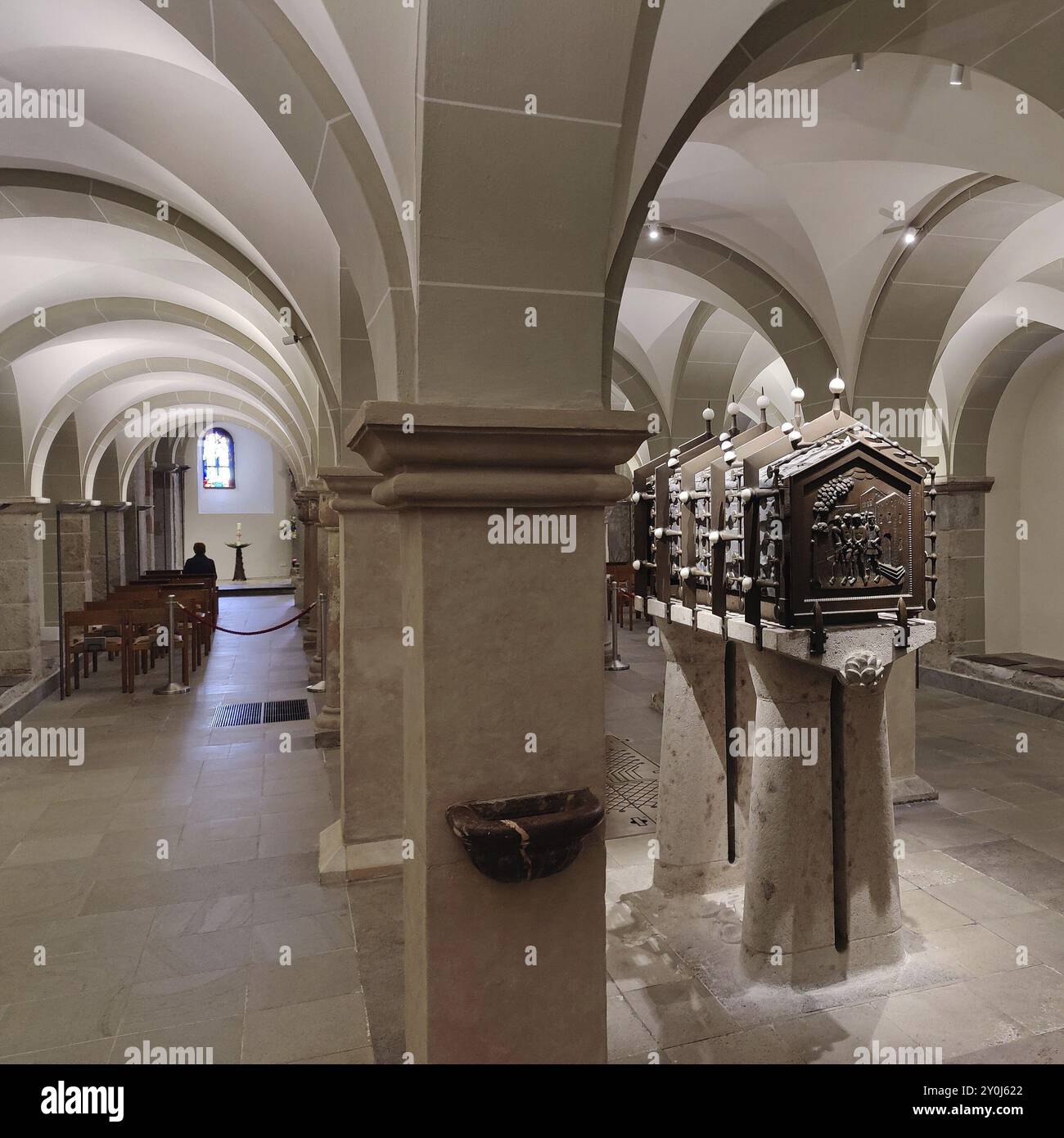 Interior view of Bonn Minster, also known as the Minster Basilica, east ...