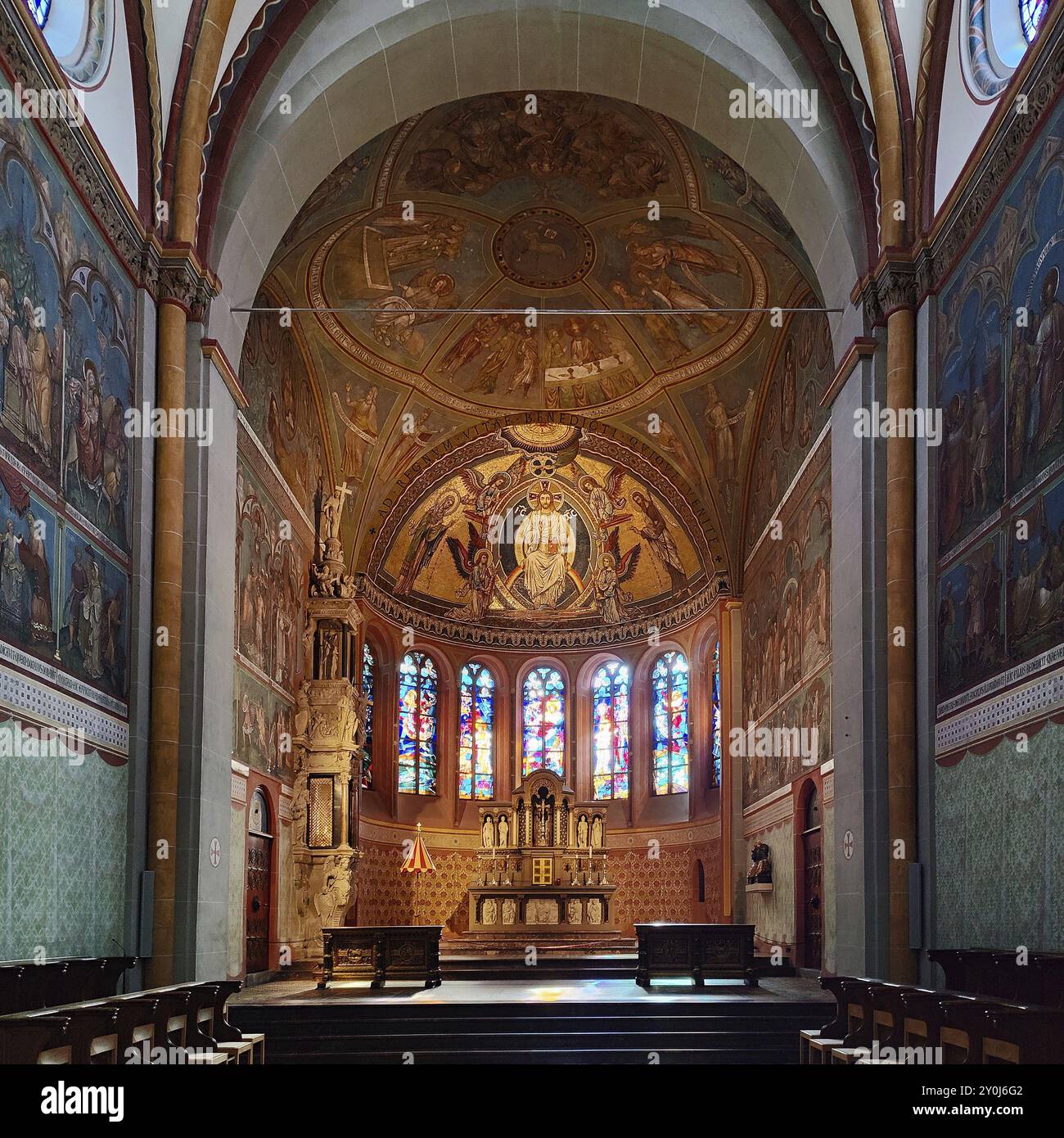 Interior view of Bonn Minster, also known as the Minster Basilica, Bonn ...