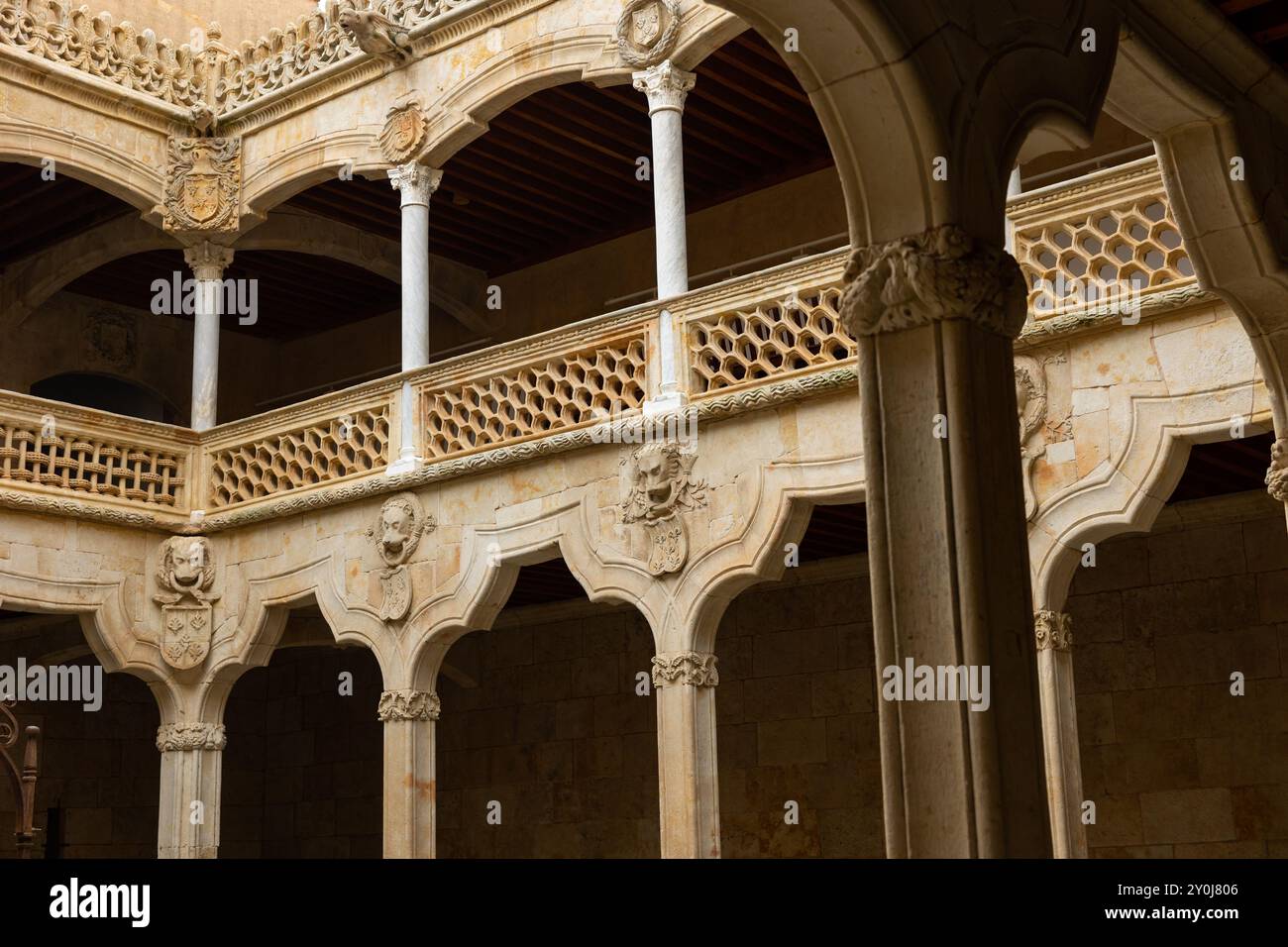 Typical Salamanca architecture of Public Library patio, Spain Stock ...