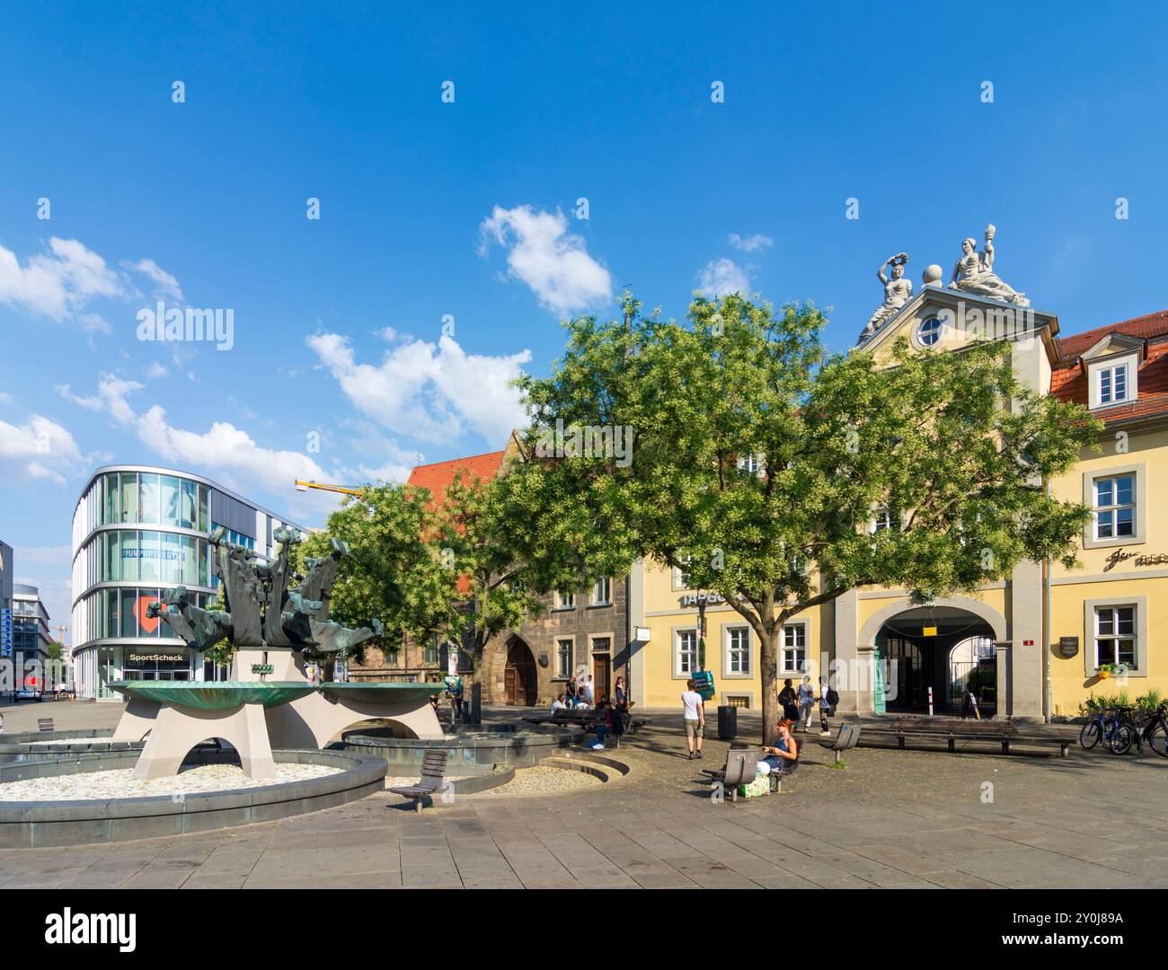 Erfurt: square Anger, fountain Neuer Angerbrunnen in , Thüringen ...