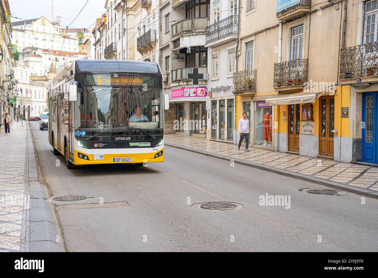public passenger bus heading to Covões hospital in the urbanized ...
