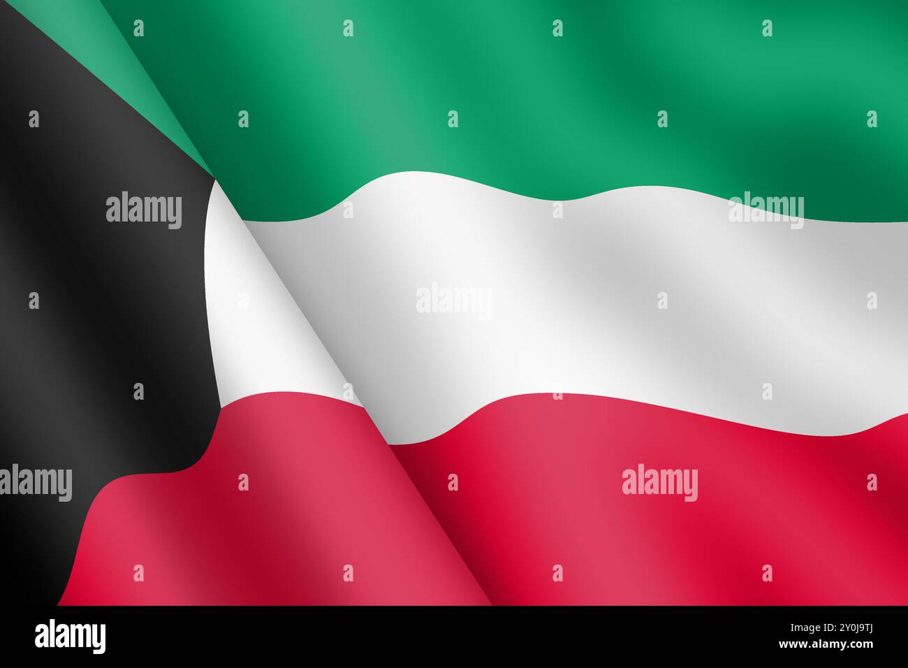 Kuwait waving flag 3d illustration Stock Photo - Alamy