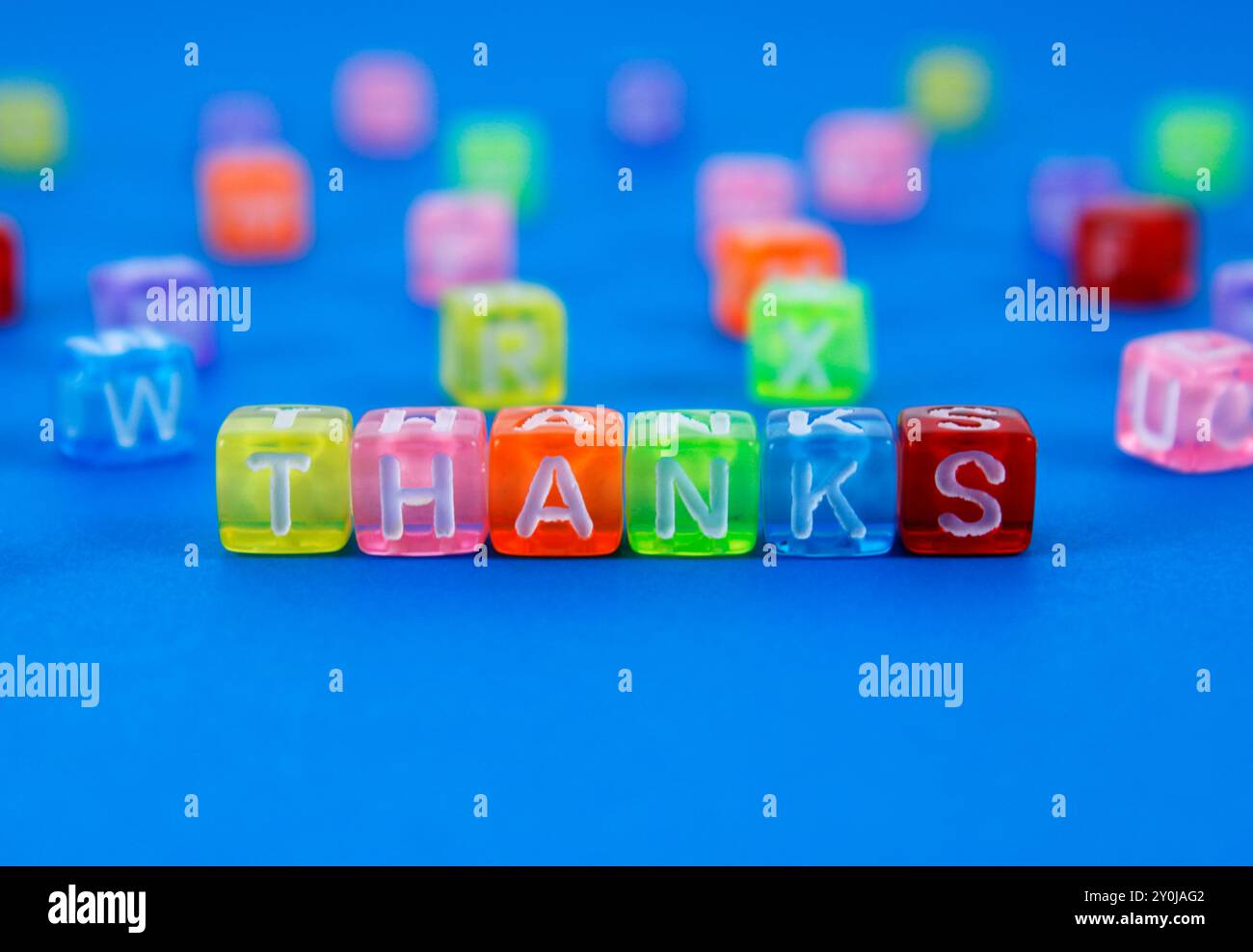 Colorful blocks that form the word thanks Stock Photo - Alamy