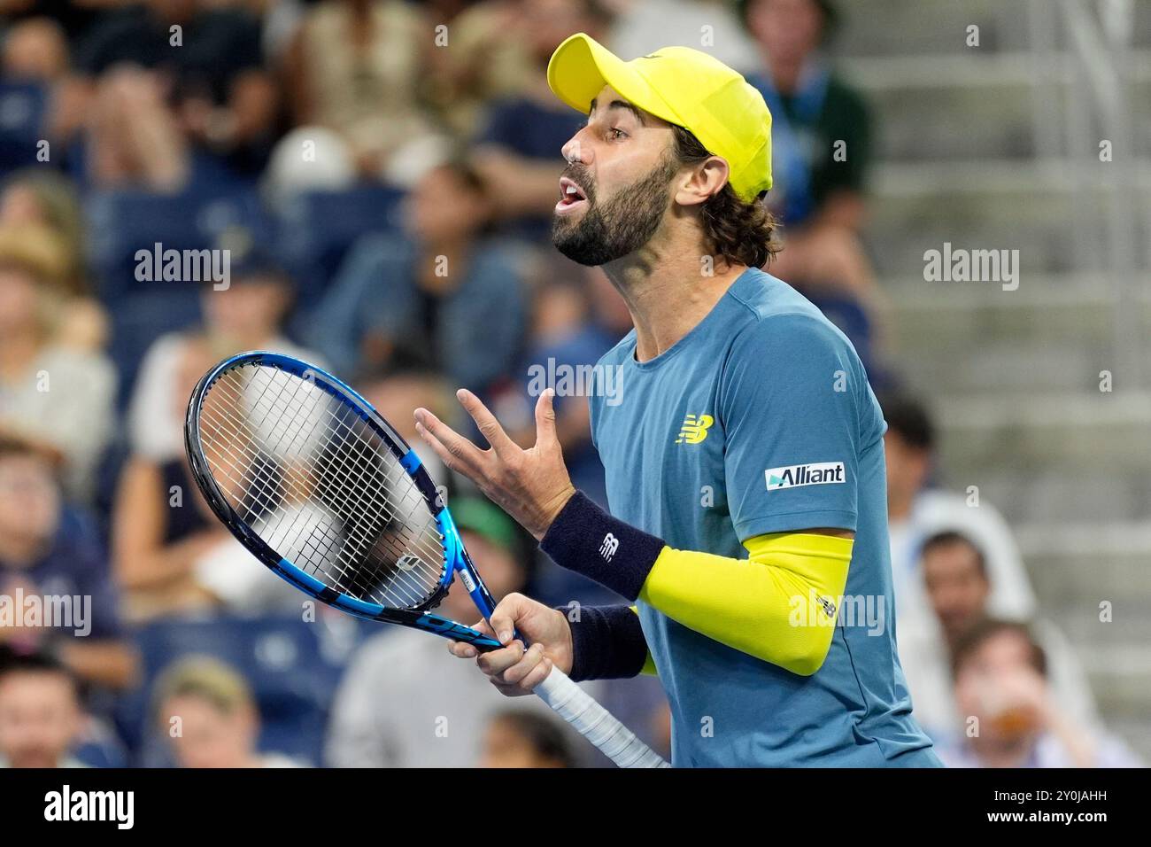 =Jordan Thompson, of Australia, reacts against Alex de Minaur, of ...