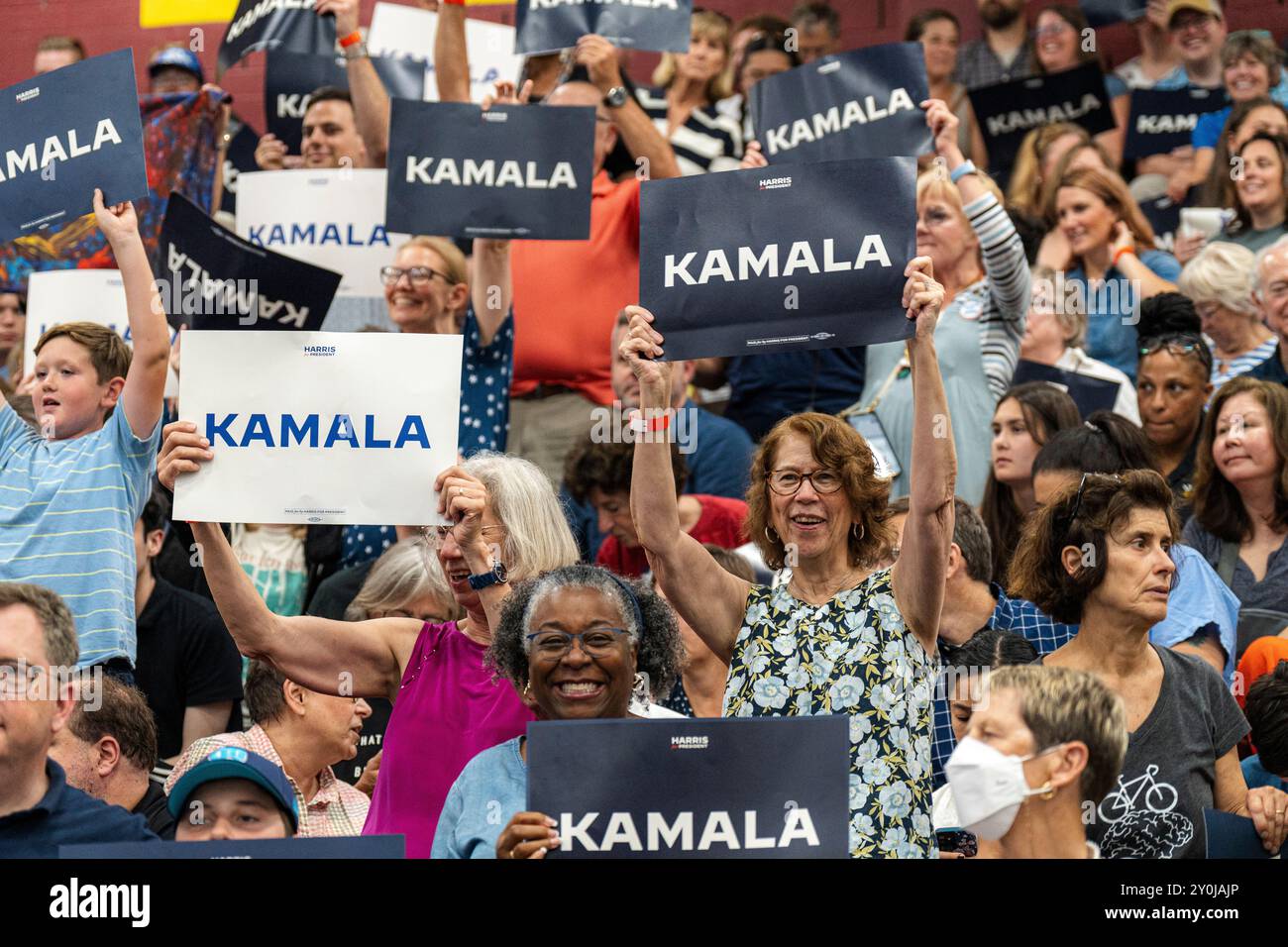 Vice President Kamala Harris supporters gather at her first public ...