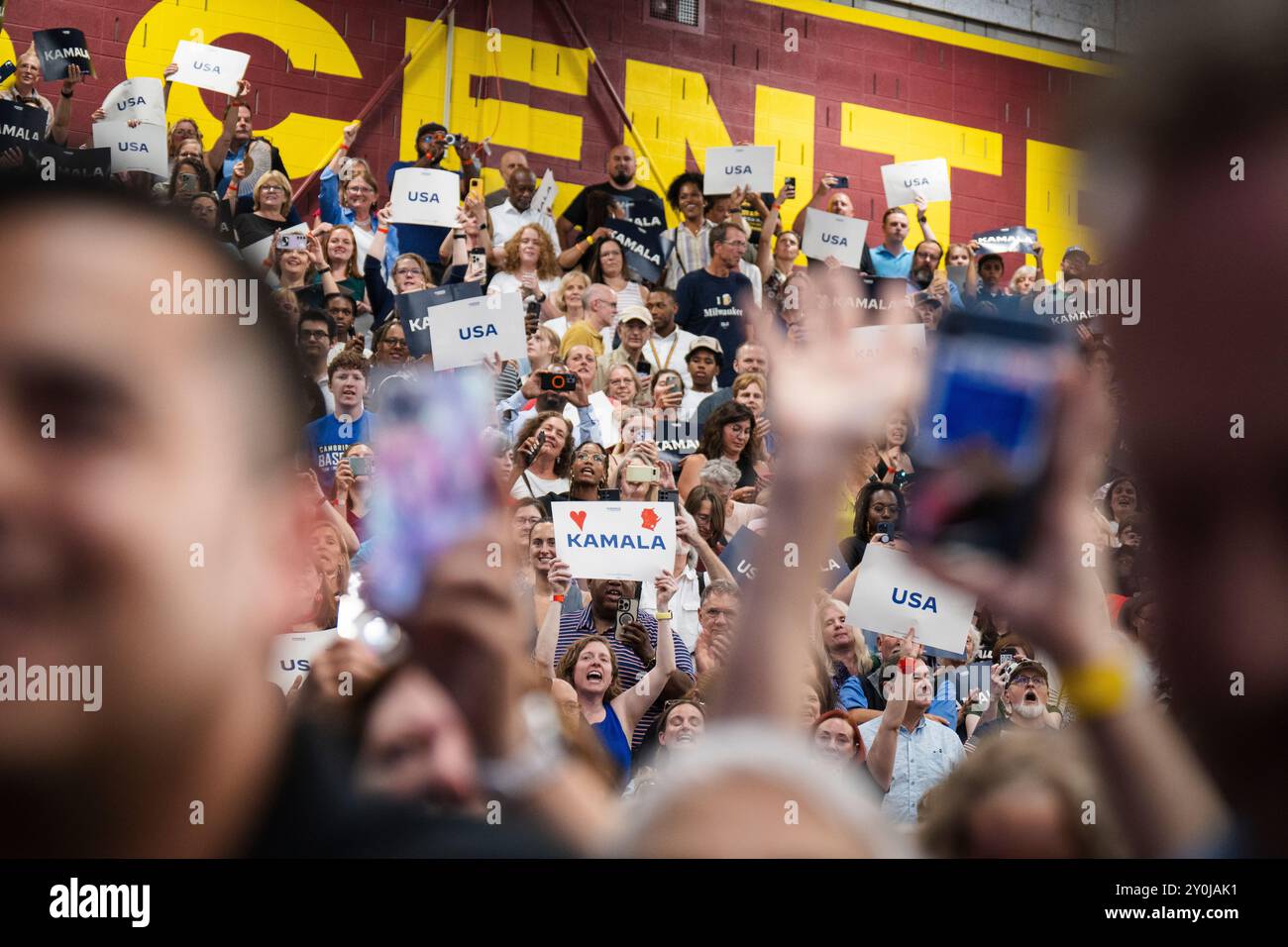 Vice President Kamala Harris supporters gather at her first public ...