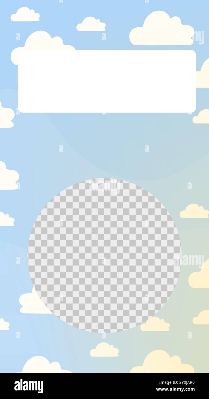 Blue sky story template background with white clouds Stock Vector Image ...