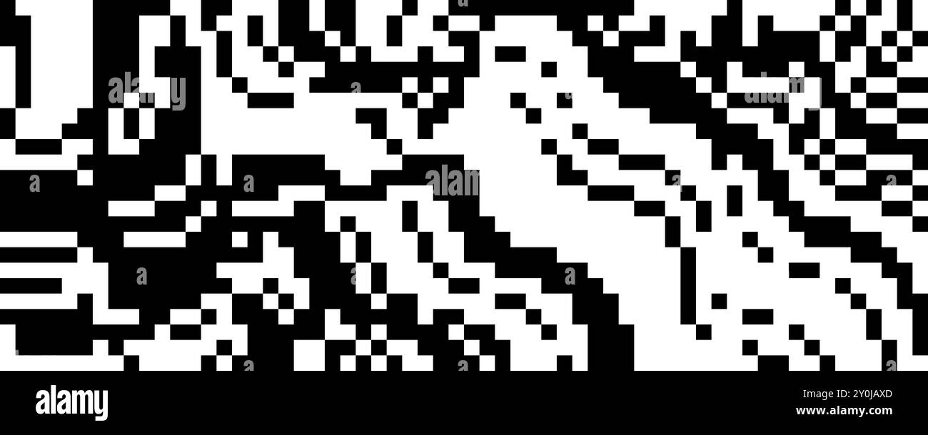Black and white pixelated wavy texture. Dithered abstract random ...