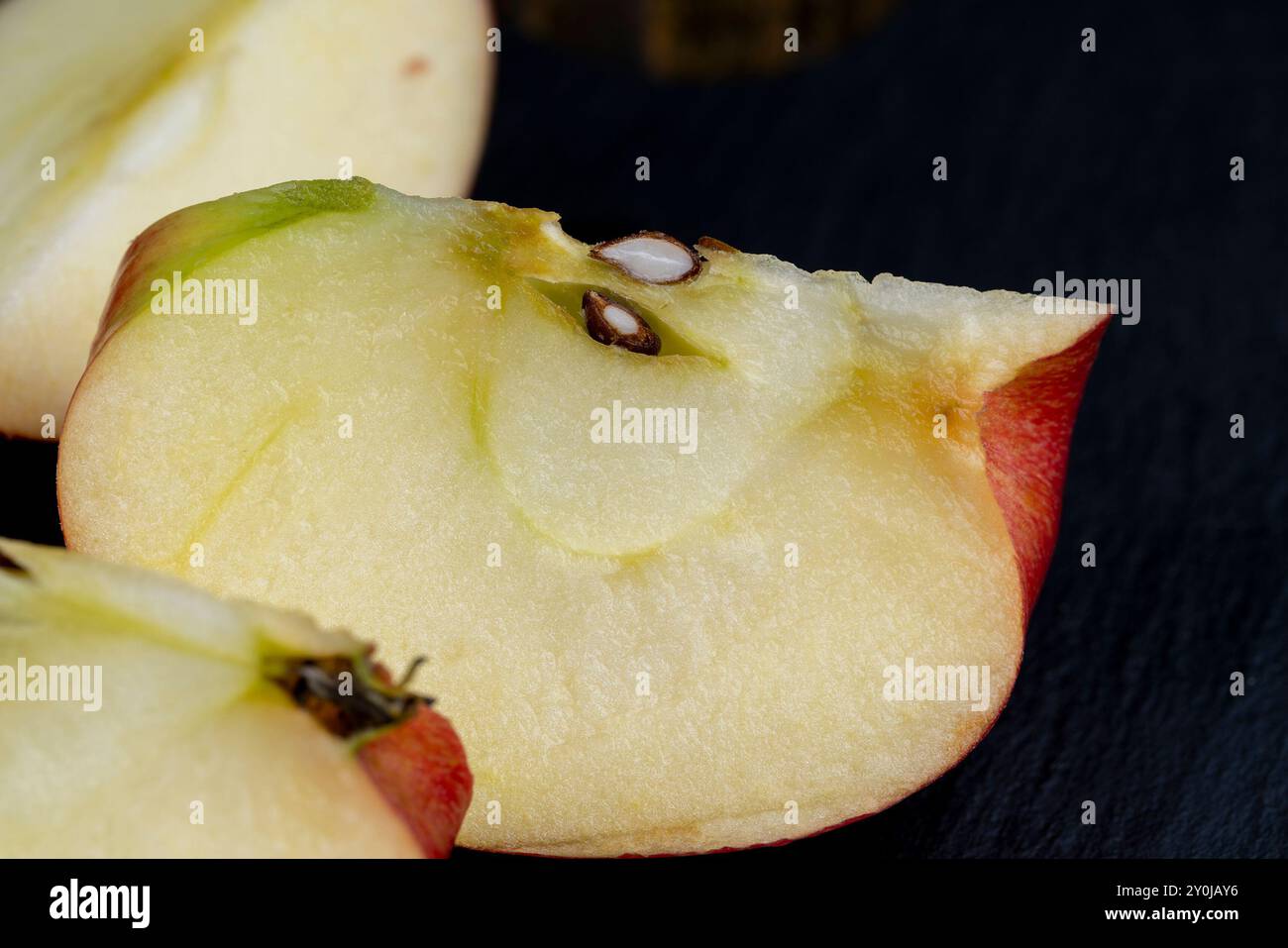 the flaccid peel of a peeled apple on the table, the peel of peeled ...