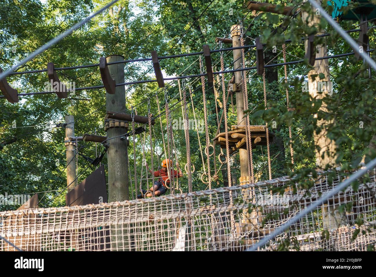 Rope Amusement Park Sports for Kids Training Climbing Wall Stock Photo ...