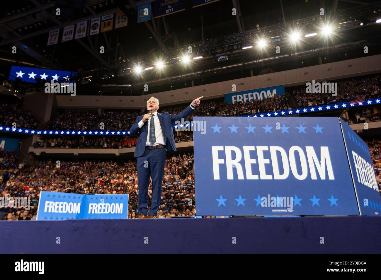 Tim Walz, Governor of Minnesota and Kamala Harris' running mate, speaks ...
