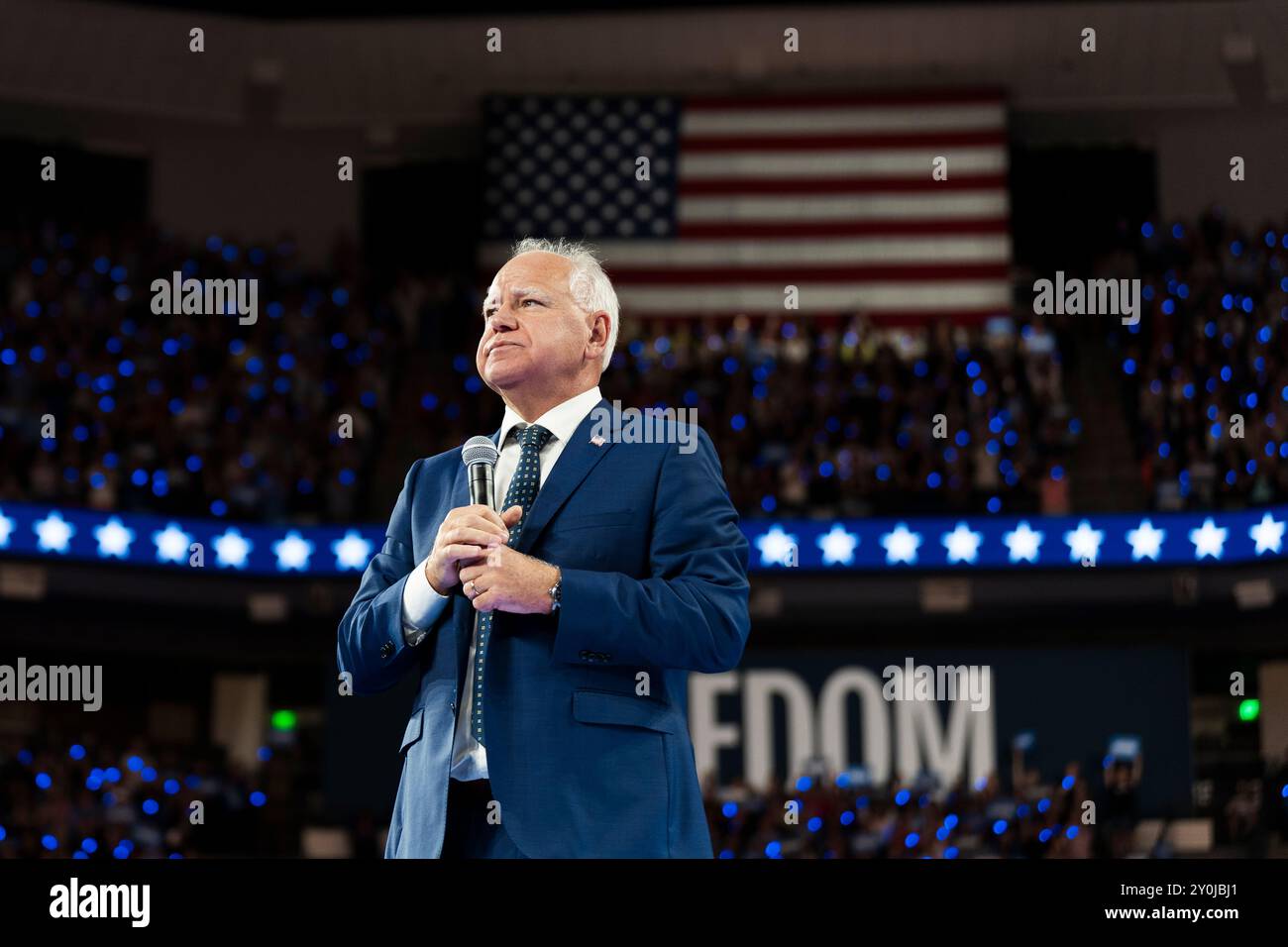 Tim Walz, Governor of Minnesota and Kamala Harris' running mate, speaks ...