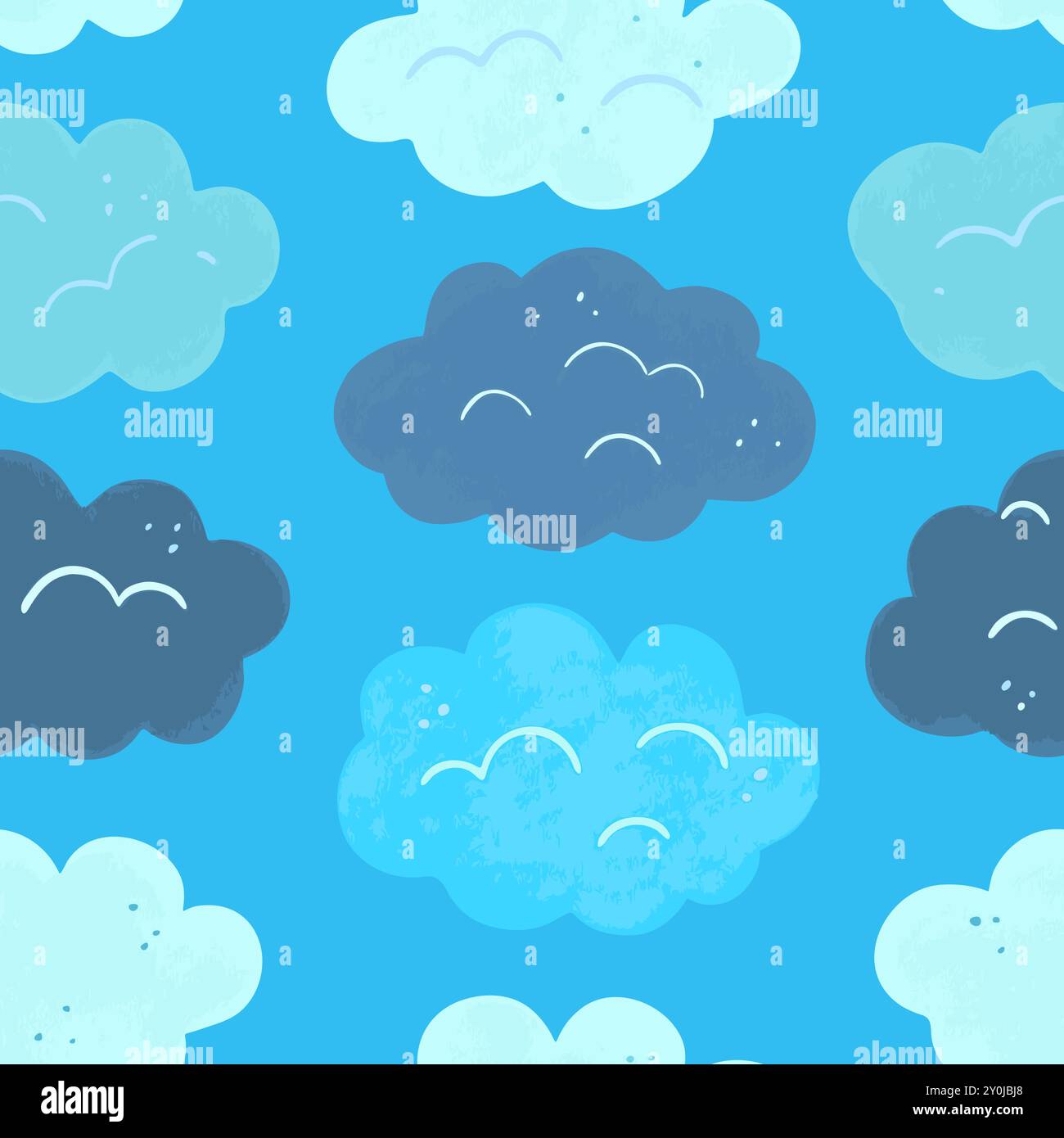 Seamless pattern with cute cartoon clouds. Vector illustration Stock ...