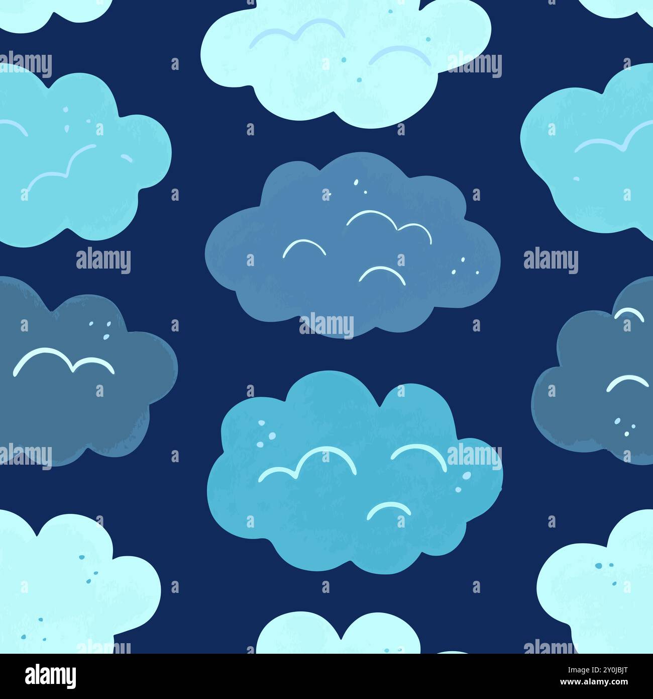 Seamless pattern with cute cartoon clouds. Vector illustration Stock ...