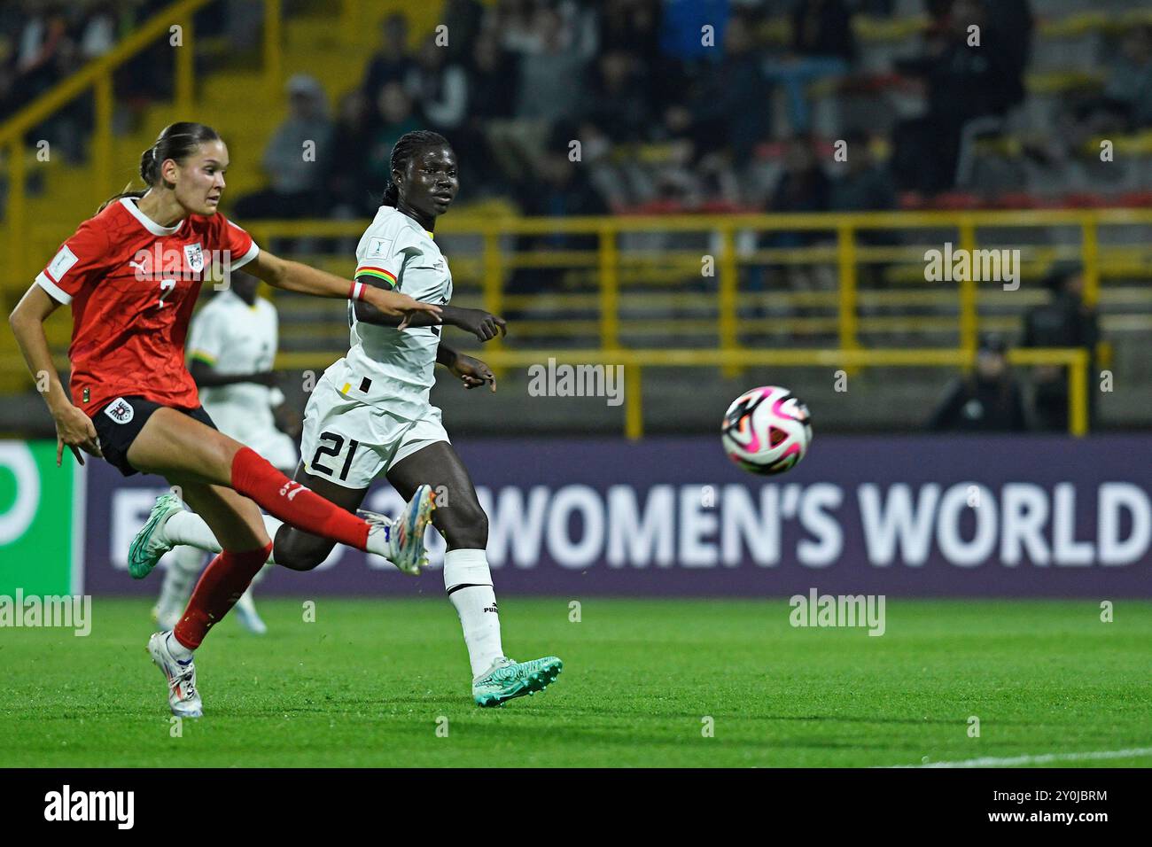 Bogota, Colombia. 02nd Sep, 2024. Hannah Nyame of Ghana battles for ...