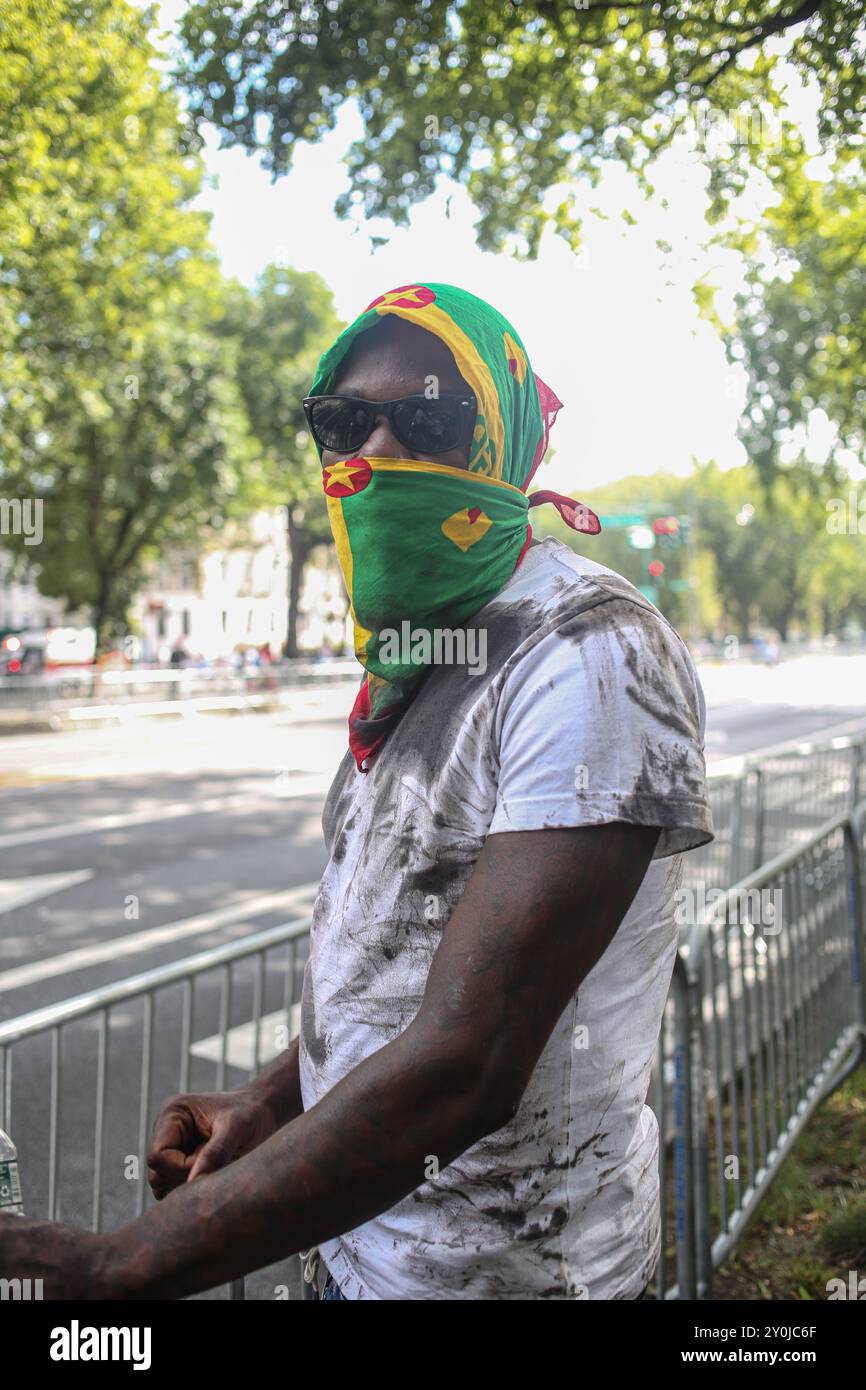 New York, New York, USA. 2nd Sep, 2024. A young man with the Grenada ...