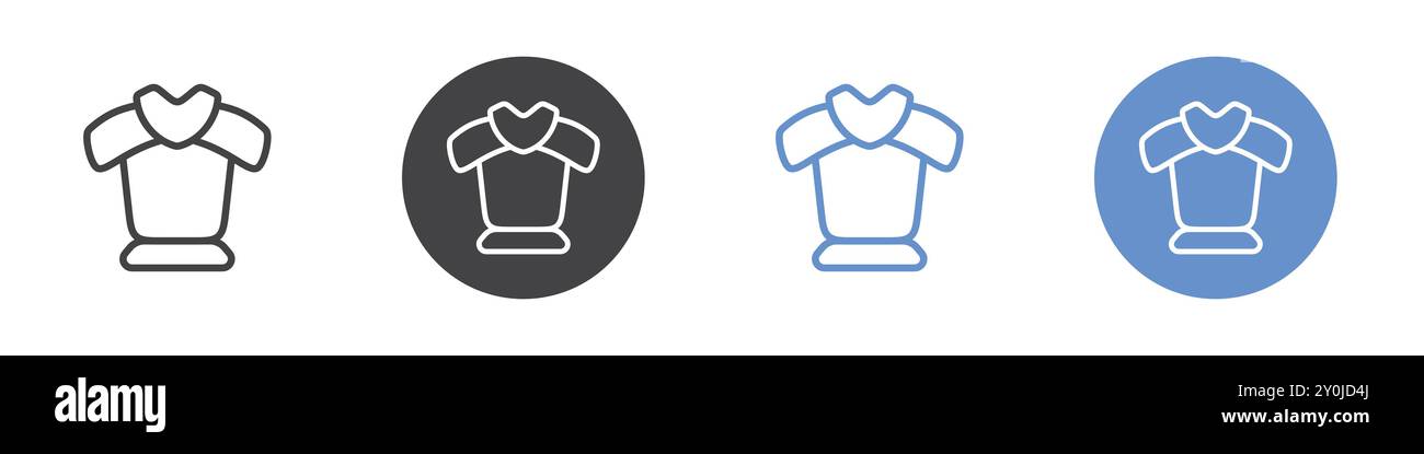 Armour icon Flat set in black and white color outline vector mark Stock ...