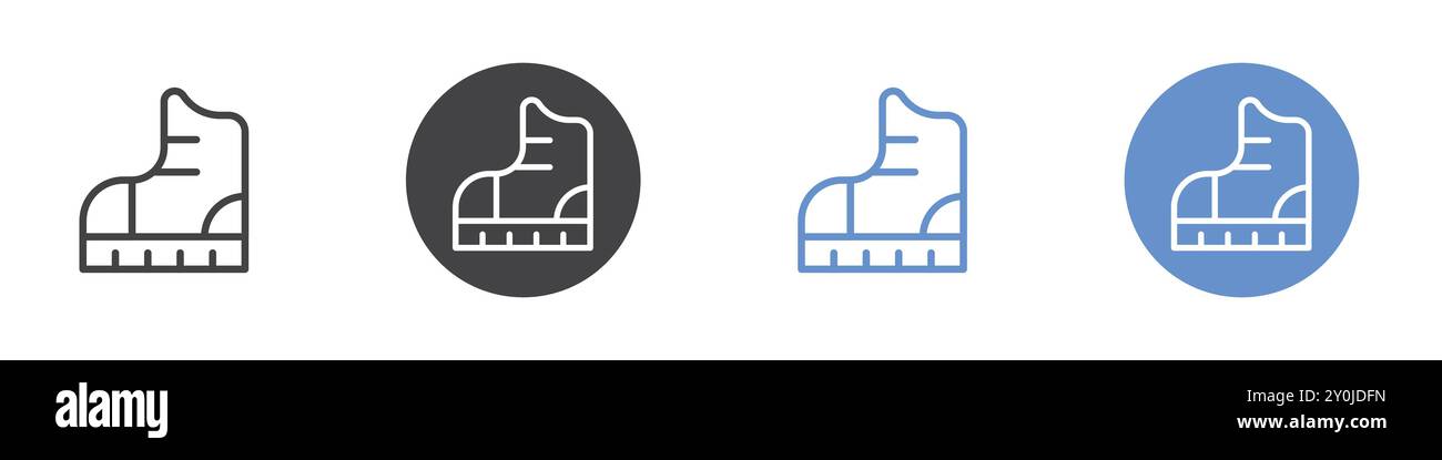 Boot icon Flat set in black and white color outline vector mark Stock ...
