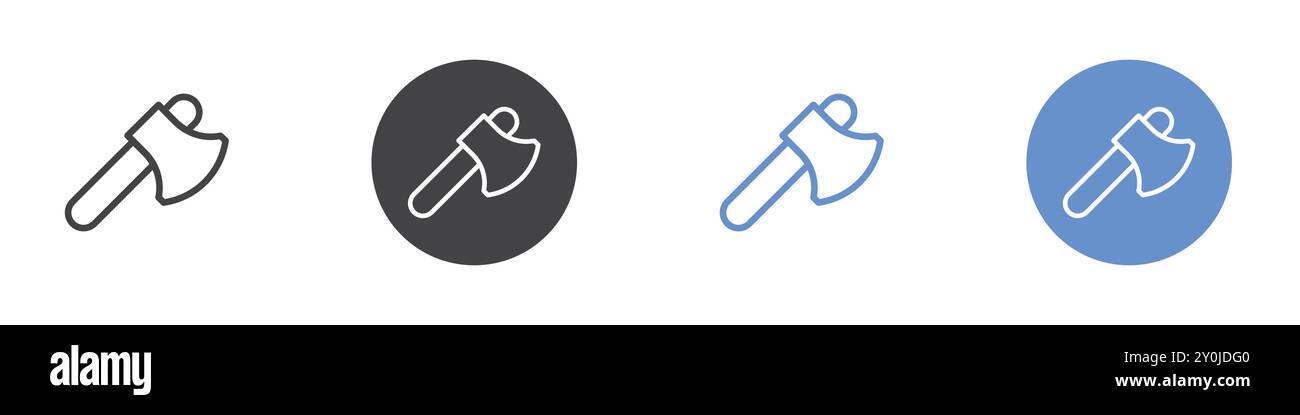 Axe icon Flat set in black and white color outline vector mark Stock ...