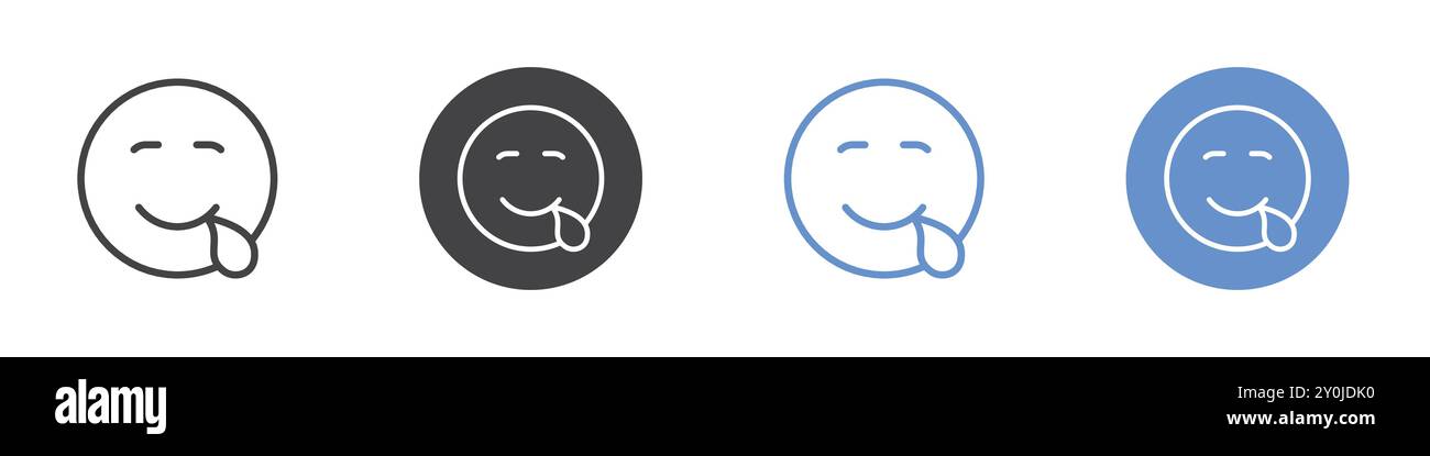Drooling icon Flat set in black and white color outline vector mark ...