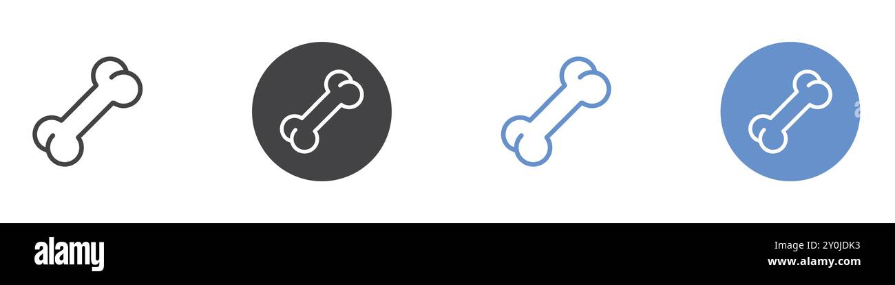 Bone icon Flat set in black and white color outline vector mark Stock ...