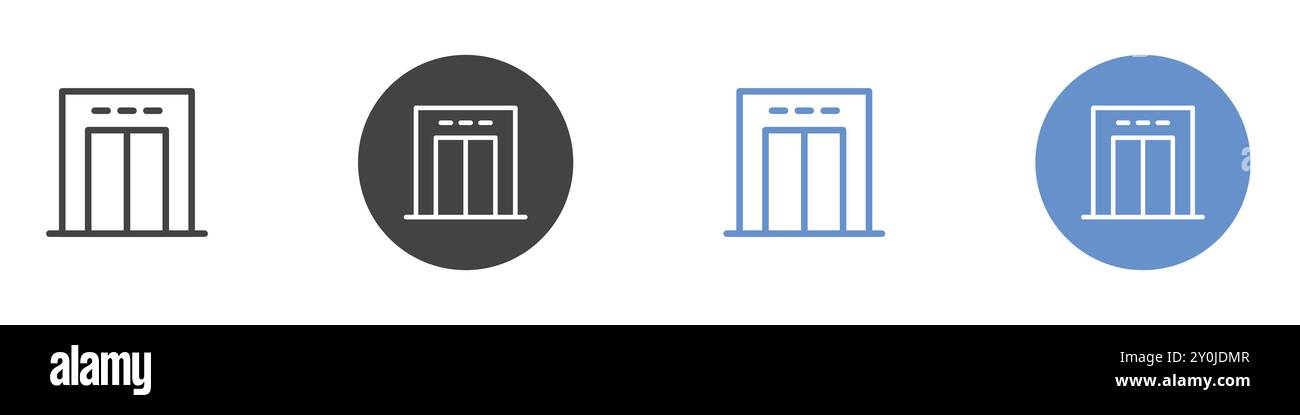 elevator icon Flat set in black and white color outline vector mark Stock Vector Image & Art - Alamy