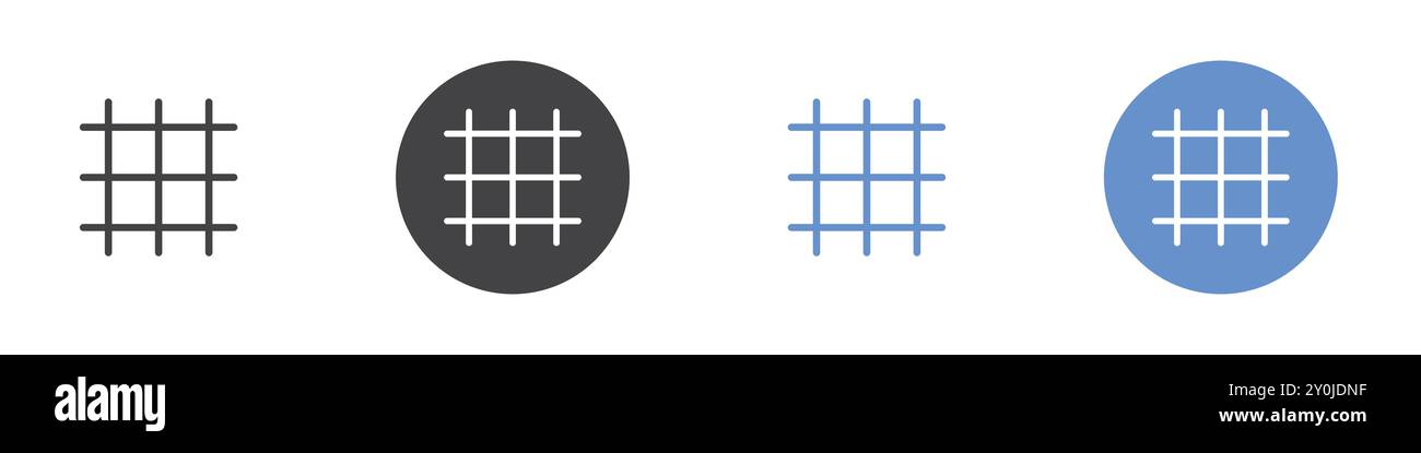 Grid icon Flat set in black and white color outline vector mark Stock ...